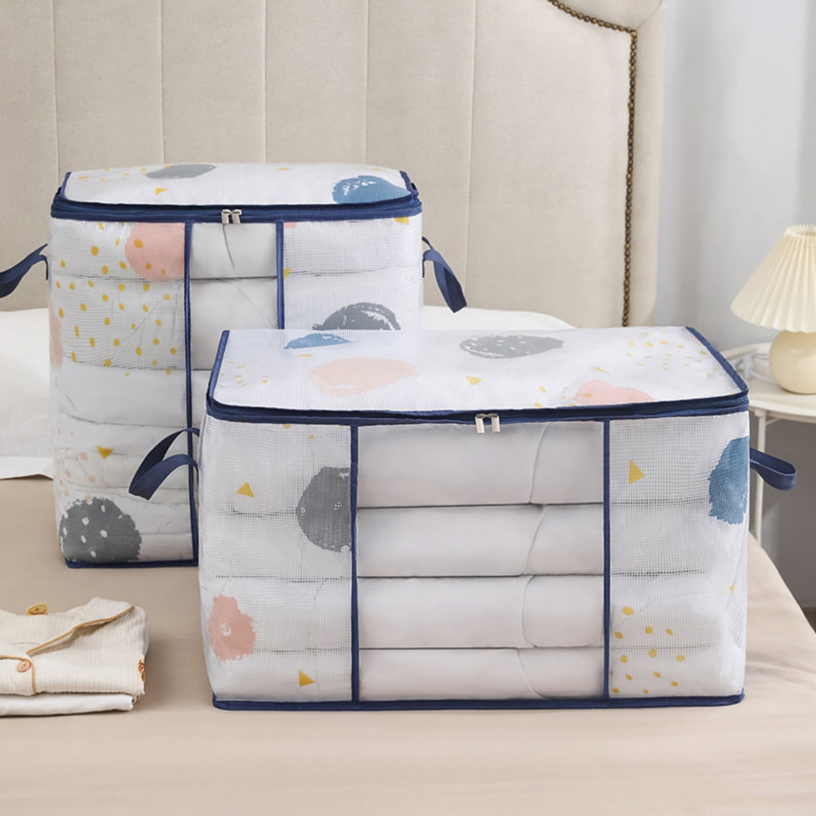 mtvxesu Clothes Bin with Lid, Large Capacity Quilt Storage Bag ...