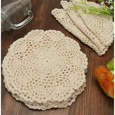 Floral Hand Crochet Doily Beige Table Doilies Cotton Table Pmats Oval ...