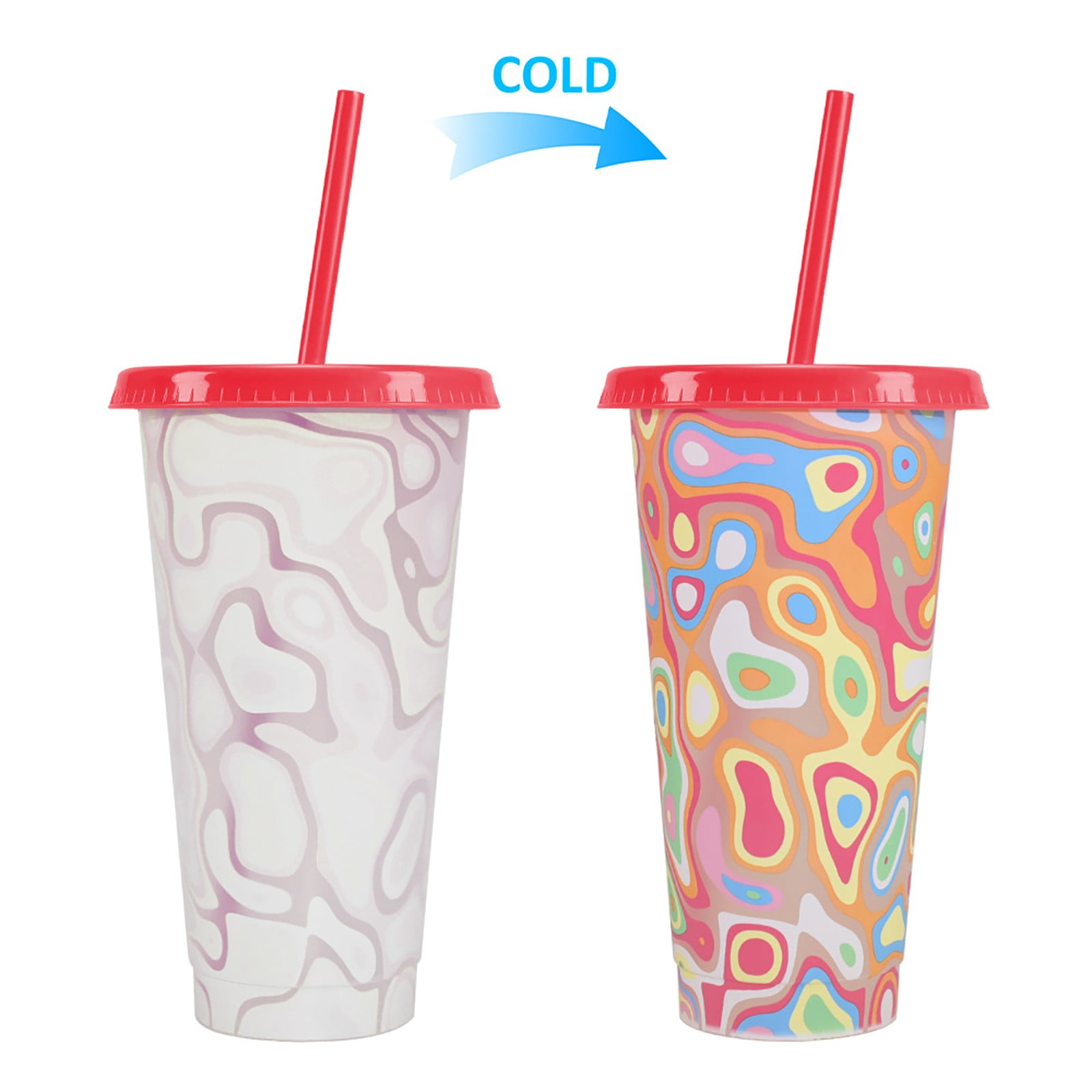 Clearance,npkgvia Color Changing Cups 24 Oz Plastic Cups With Lids And ...