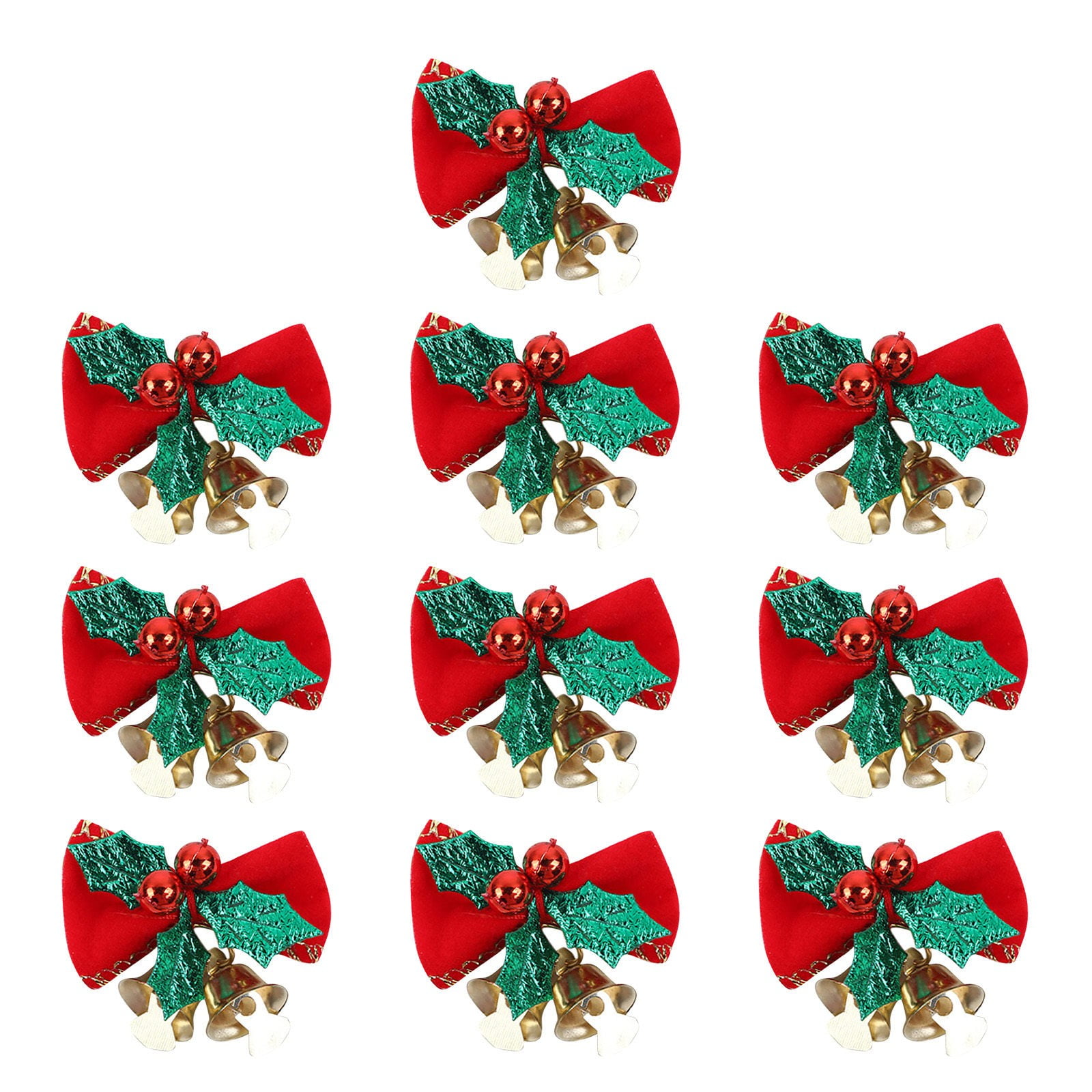 (Clearance) pdqouc 10 PCS Mini Bows with Bells, Tiny Christmas Bows ...