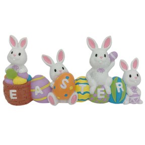 Easter Bunny Figurine Spring Decoration - Resin Hand Painted 2 PCS ...