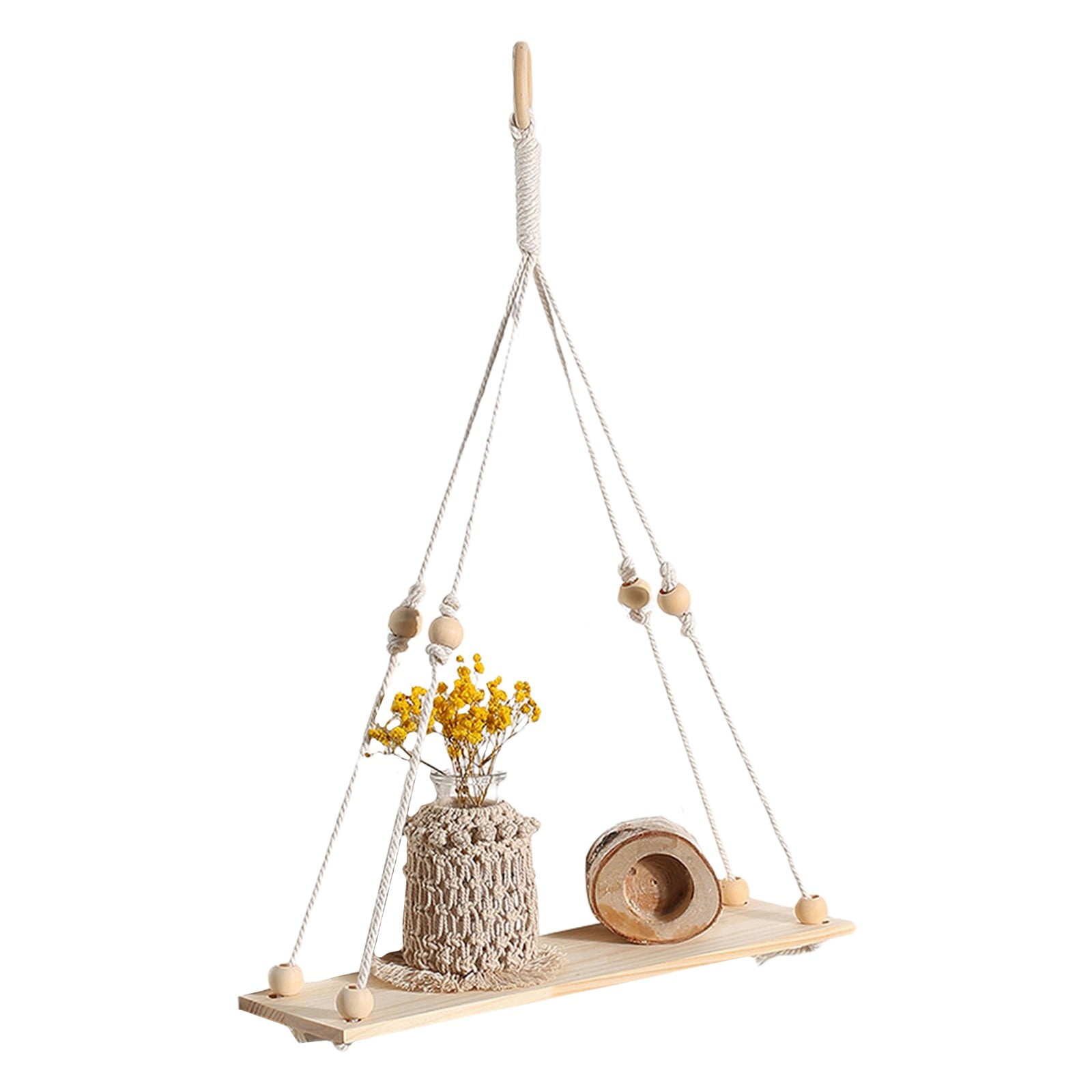 (Clearance) pdqouc Macrame Wall Hanging Shelf, Boho Wooden Display ...