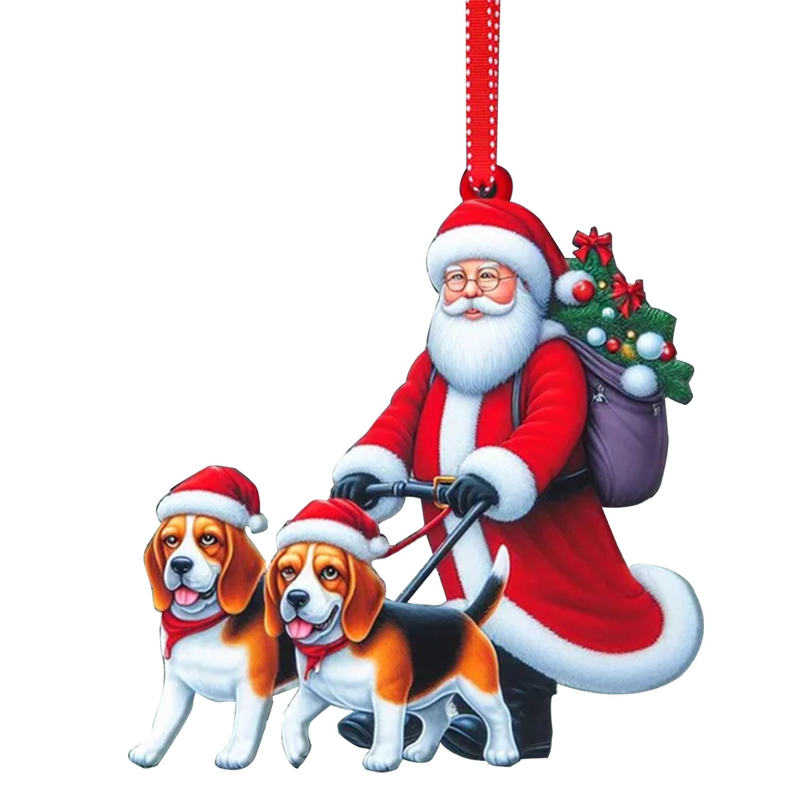 (Clearance) pdqouc Red Santa Pendant 2D Acrylic Christmas Hanging ...
