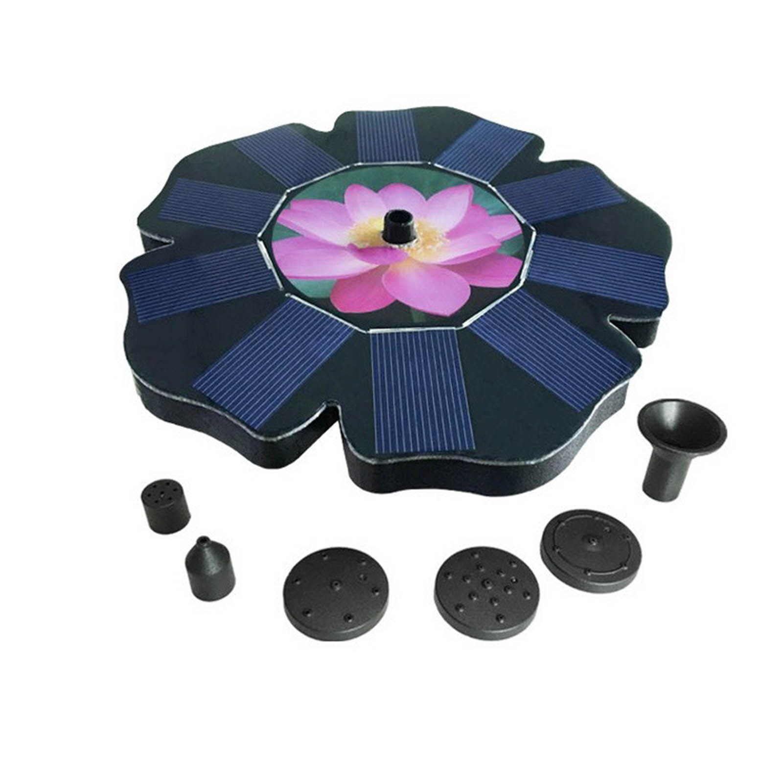 (Clearance) pdqouc Solar Bird Bath Fountain with 6 Nozzles, Solar Fountain Pump for Bird Bath ...