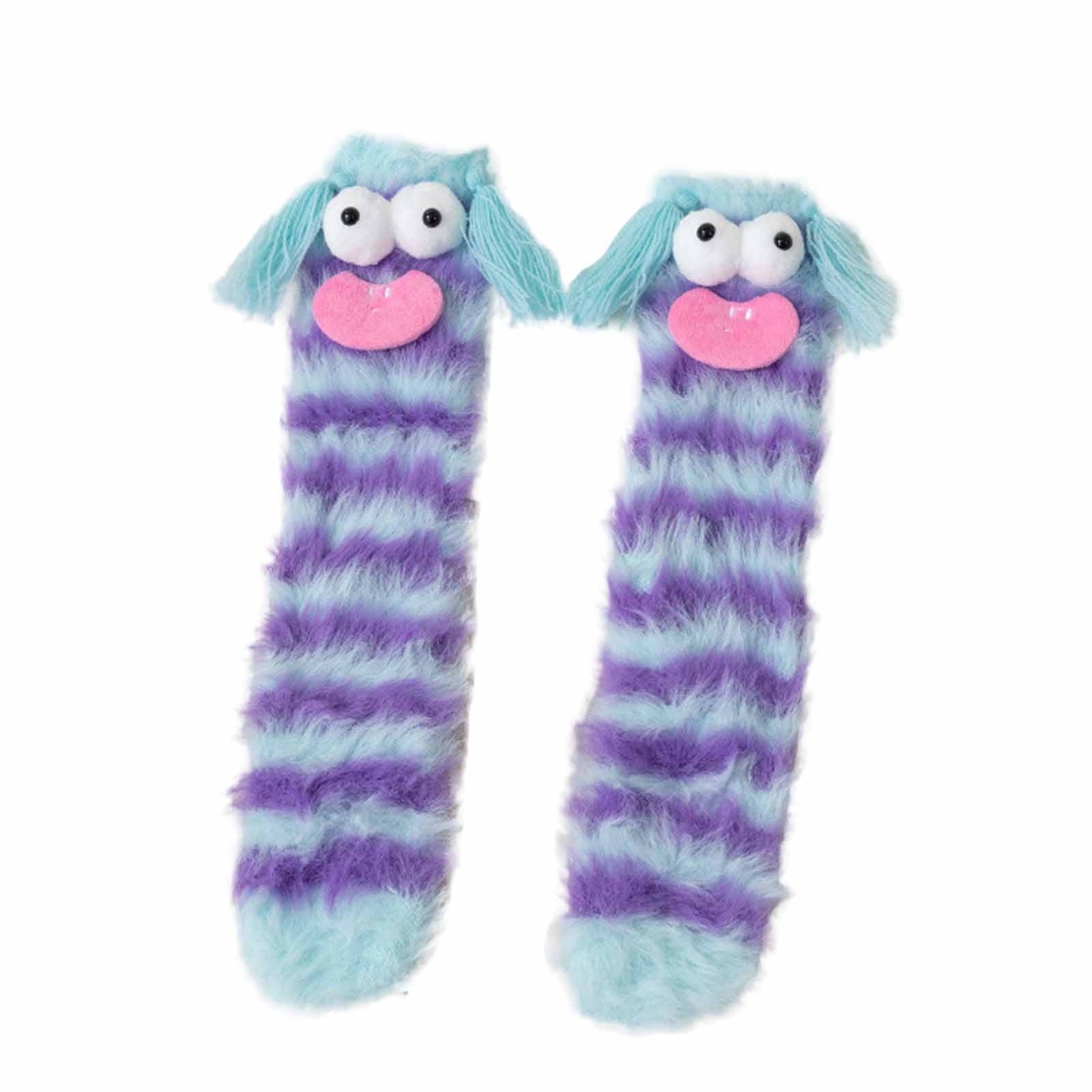 qolati Cozy Soft Fuzzy Silly Socks for Women Girls Fluffy Slipper ...
