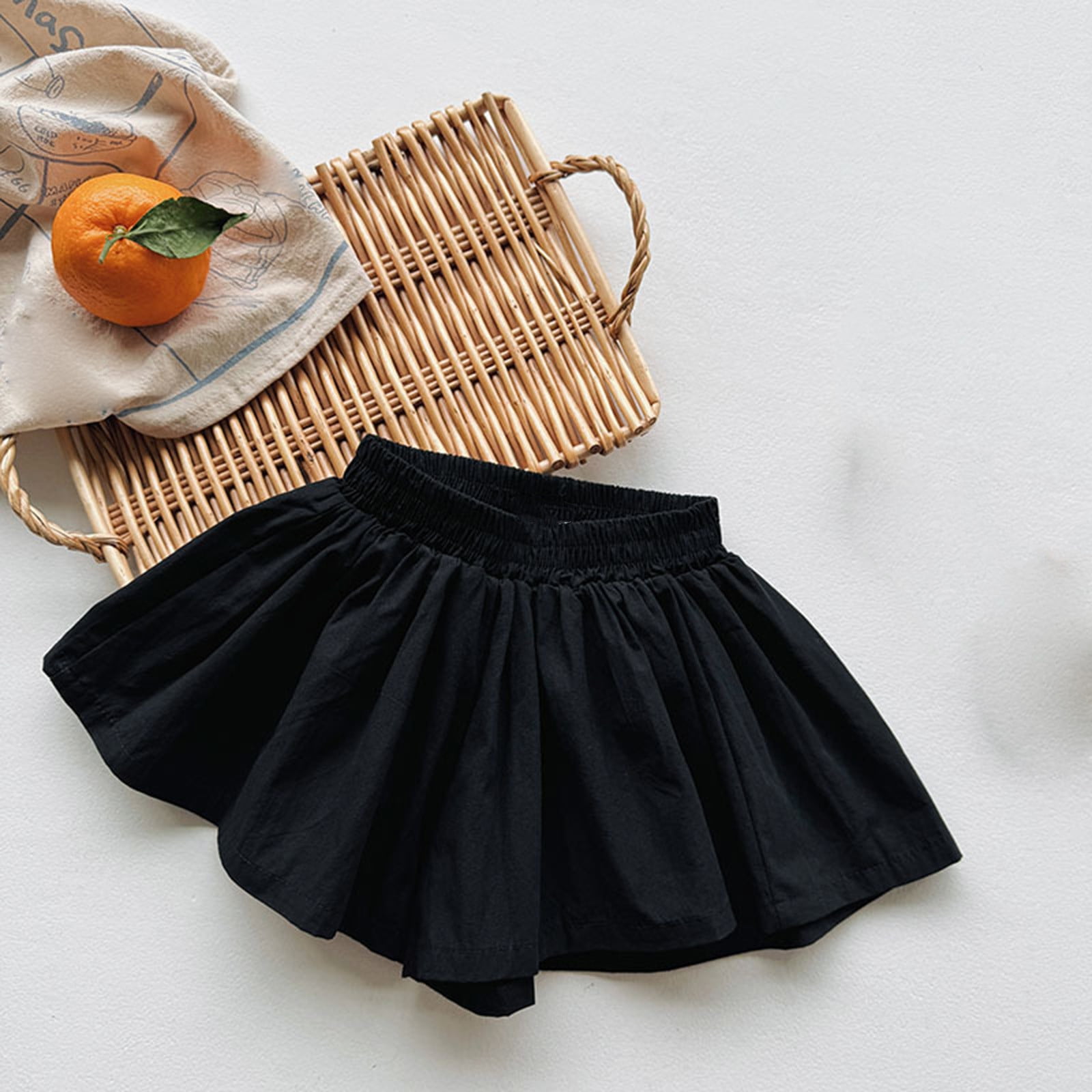 qolati Girls Skirts Shorts Y2k Baggy Elastic High Waist Ruffle Shorts ...