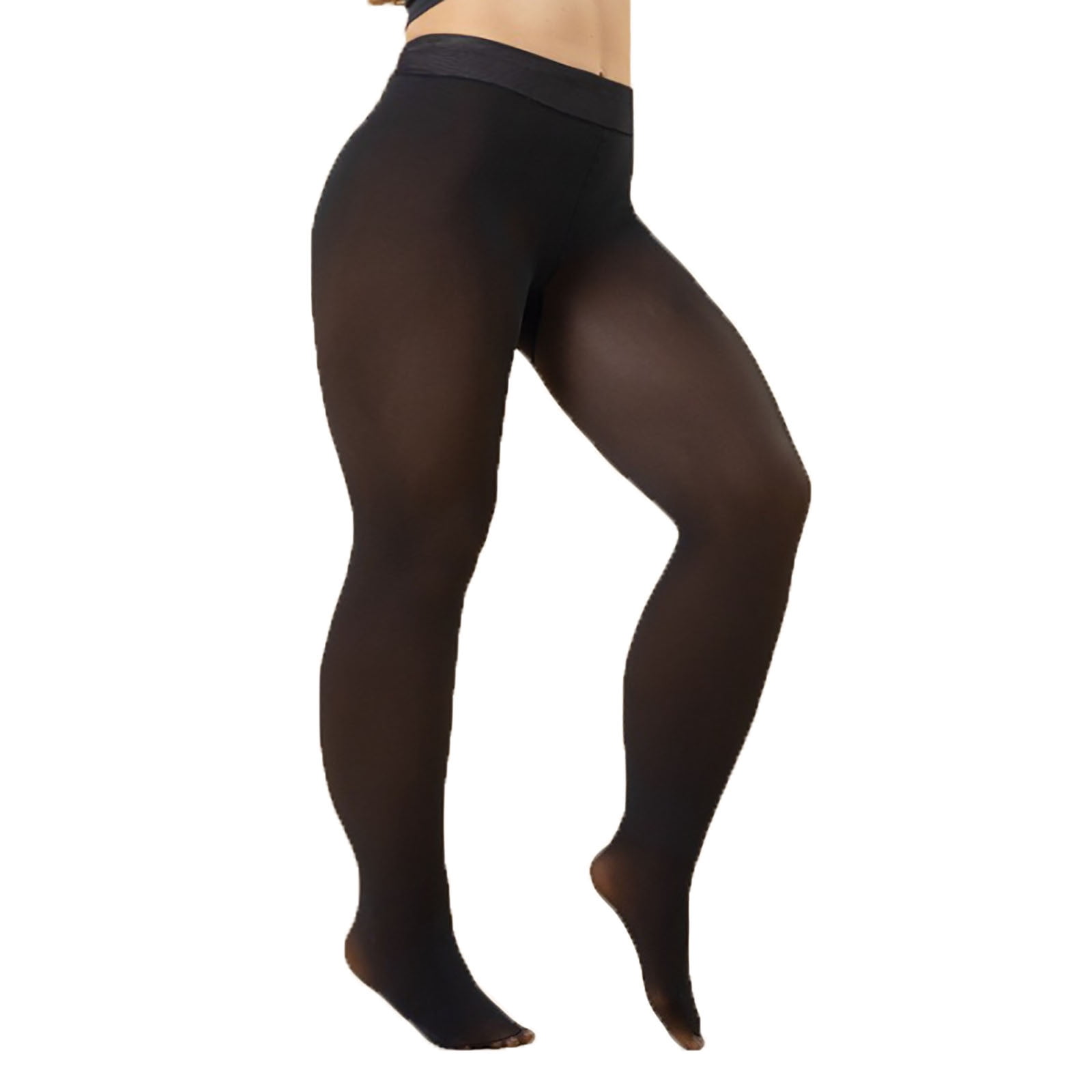 qolati Plus Size Fleece Lined Tight for Women Fake Translucent Winter ...