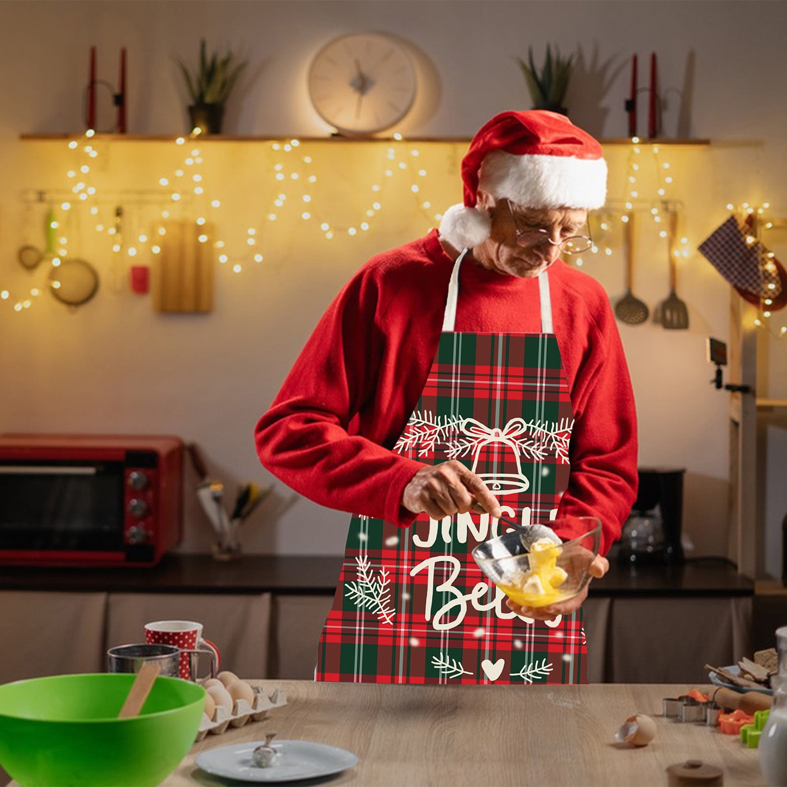 Clearance sale,Christmas Red Checkered Apron Spill Protected And Long ...