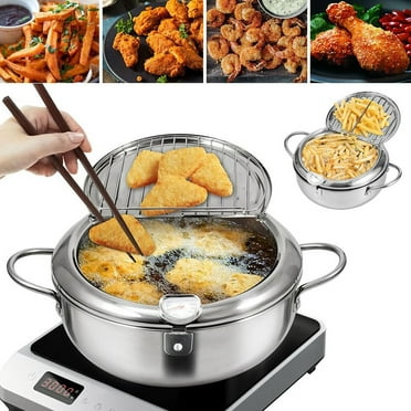 Deep Frying Pot Pan Deep Fryer Cooking Pot with Filter Basket Milk Pan ...