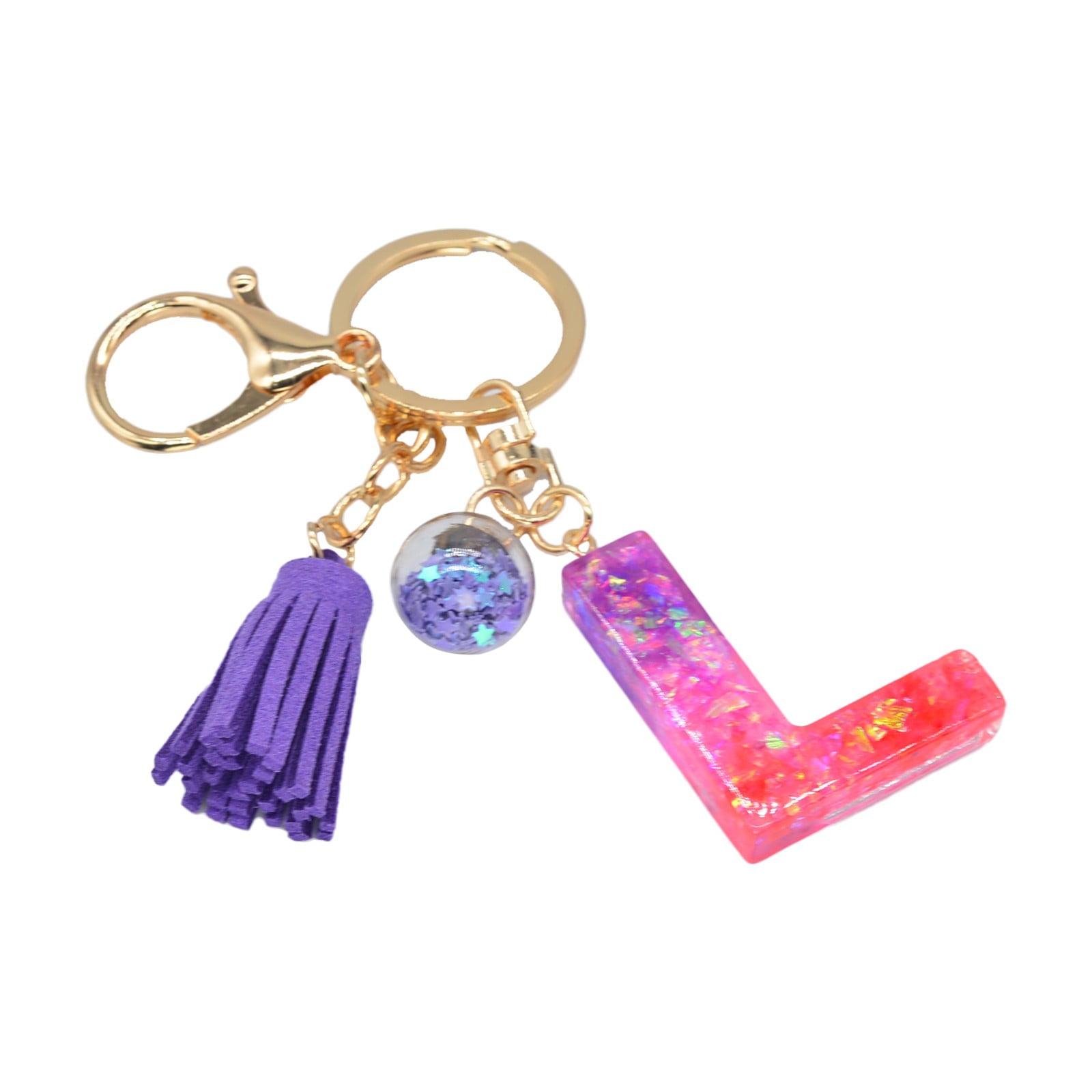 Clearance sale！Resin Glittering Letter Keychain, Color Stitching ...