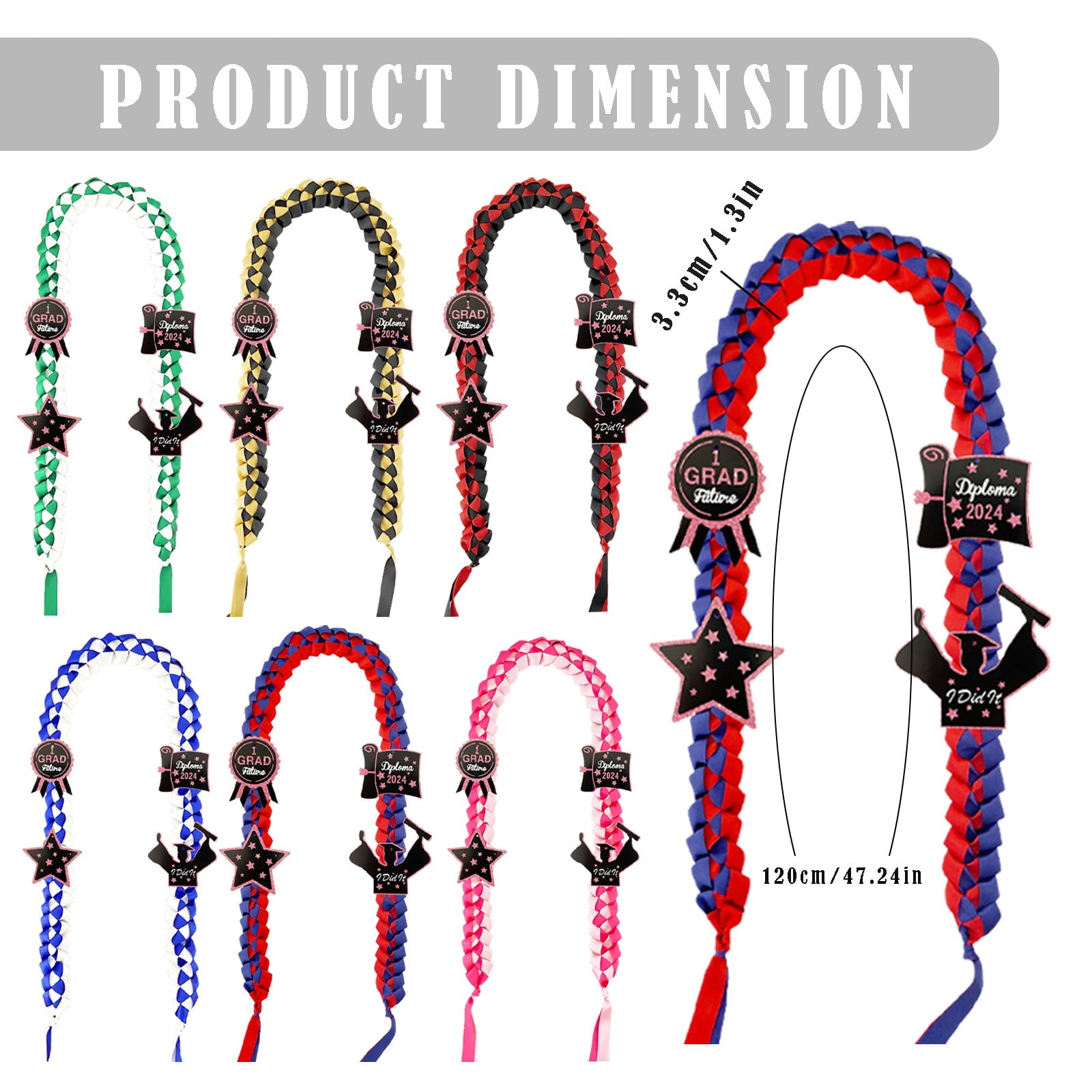 Clearance sell！ Graduation Leis 2025 Graduate Ribbon Class Of 2025 with Glitter Pin Handmade ...