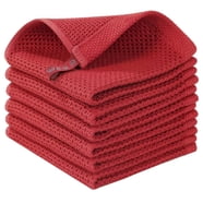 Versatility Red Microfiber Kitchen Dishcloths, 4 Piece Set, 12x12 Inch ...