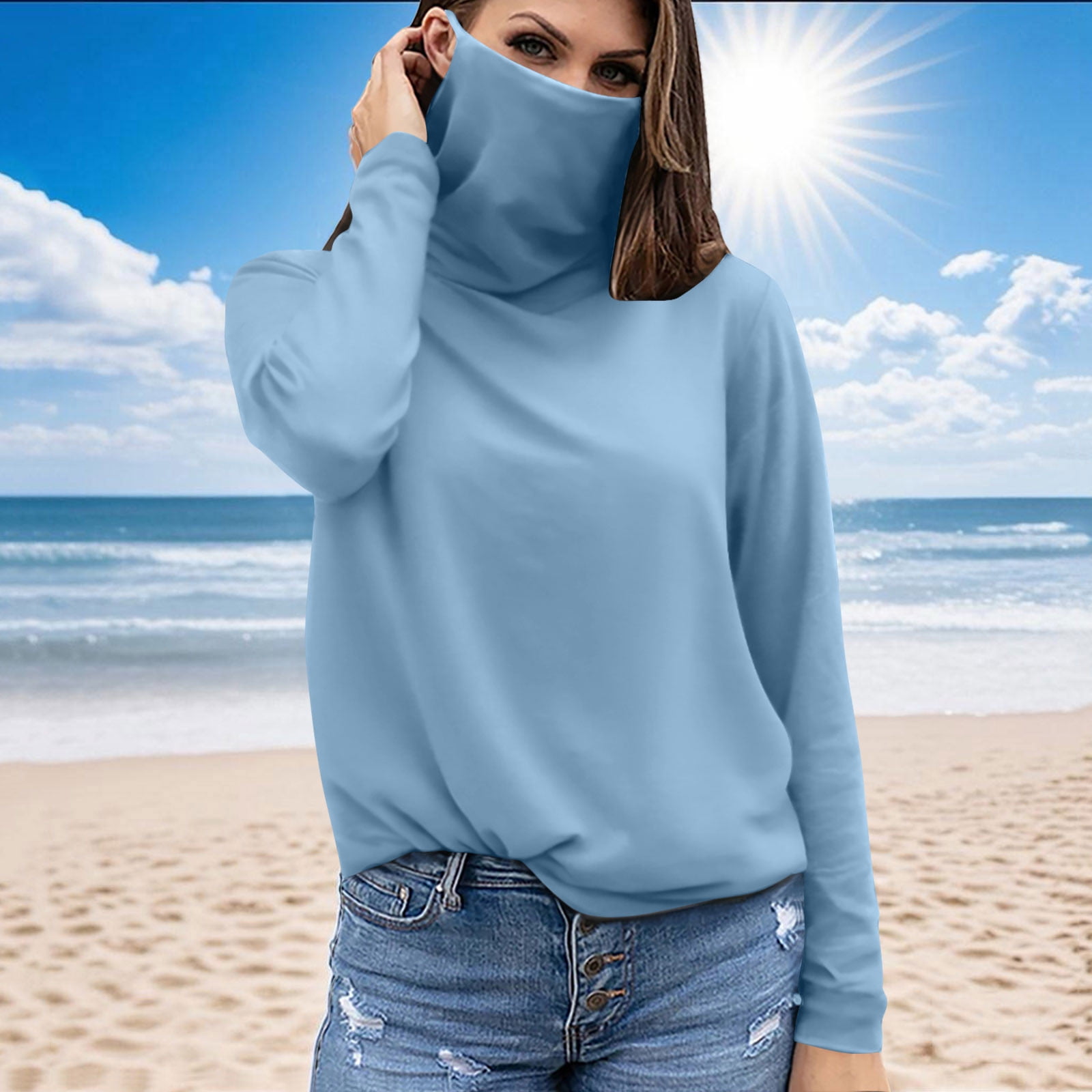 Clearance under 10 Women‘s’ Summer Casual Solid Color Long Sleeve Solid ...