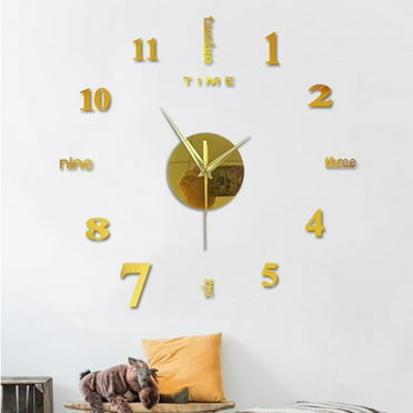 Wall Digital Clock Diy 3D Mirror Surface Sticker Home Office Decor - Walmart.com