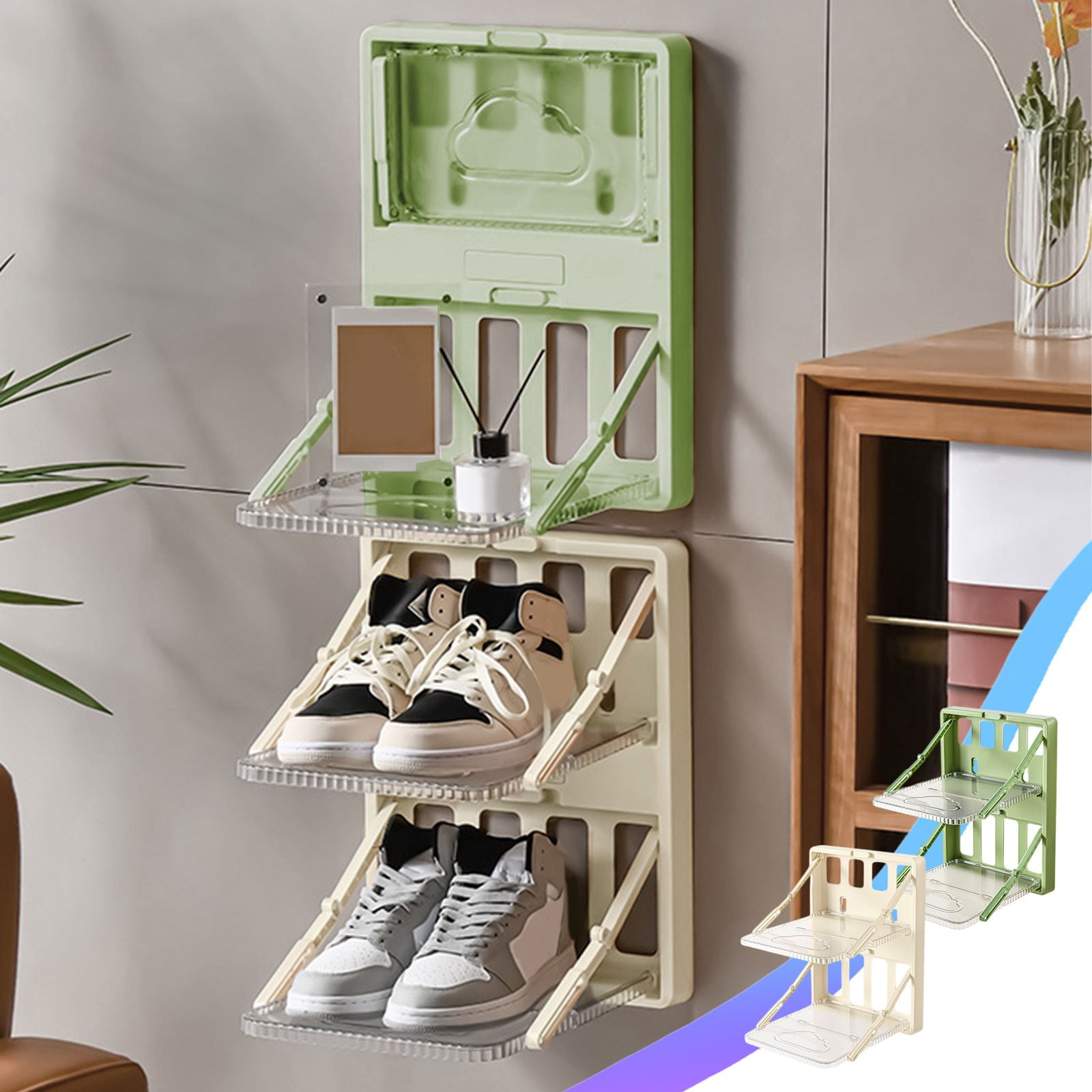 Clearance under $5 Usloyux Wall Mounted Shoes Rack Shoe Holder Punch ...