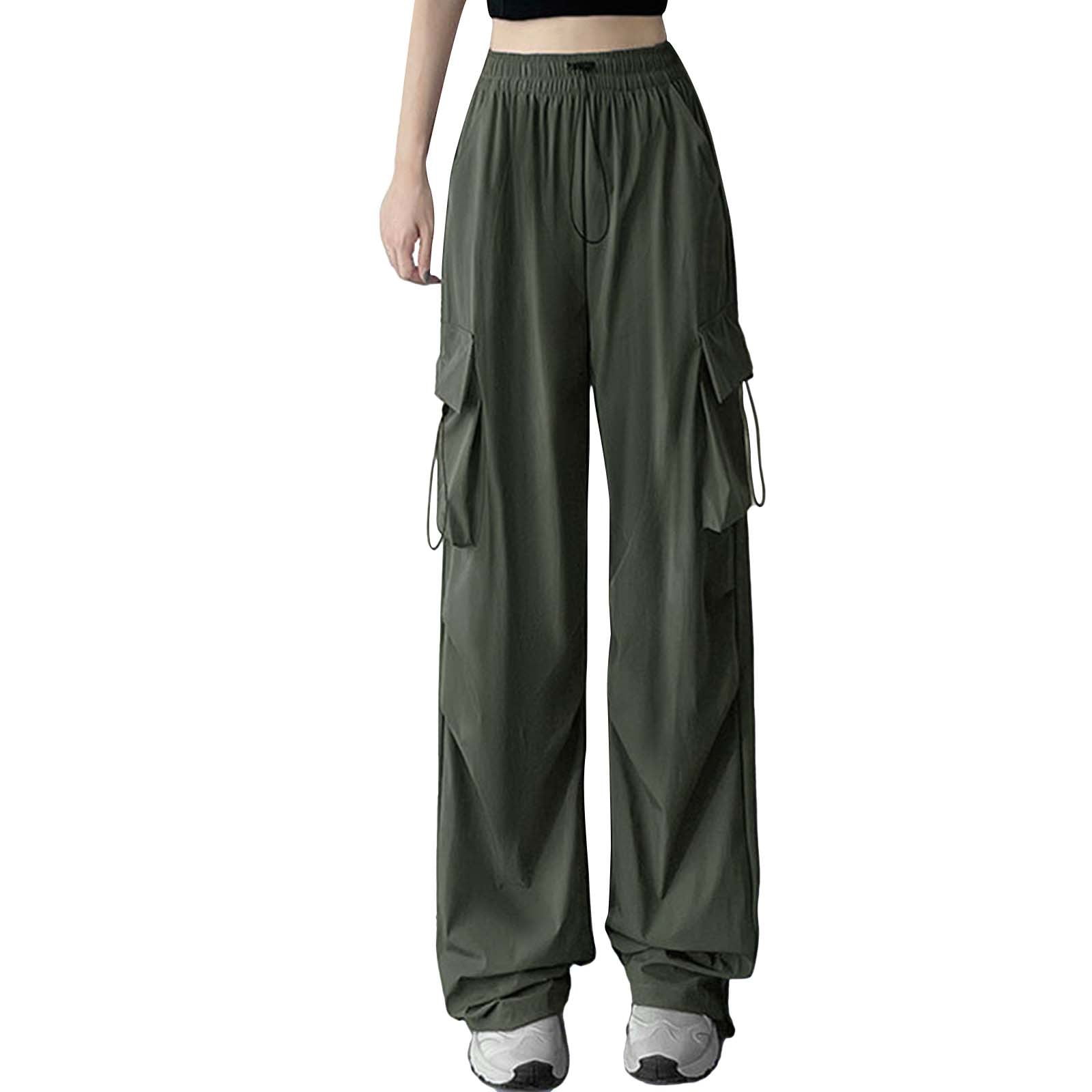 Clearance! womens cargo pants high waisted cargo pants women Womens Parachute Pants Baggy Fit ...