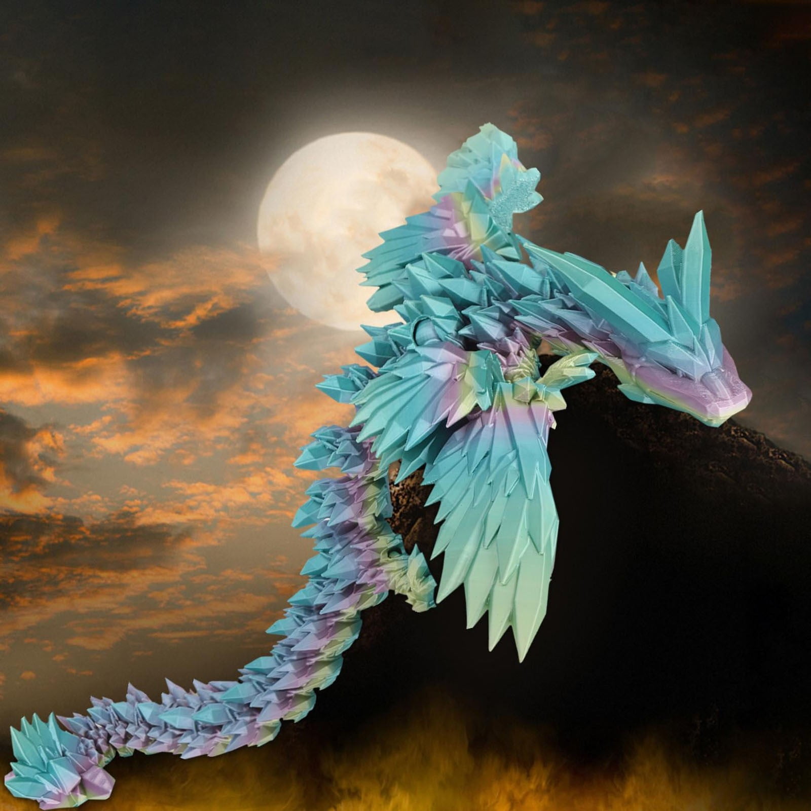 Clearannce！ 18" 3D Printed Dragon Large Articulated Dragon Spreadable ...