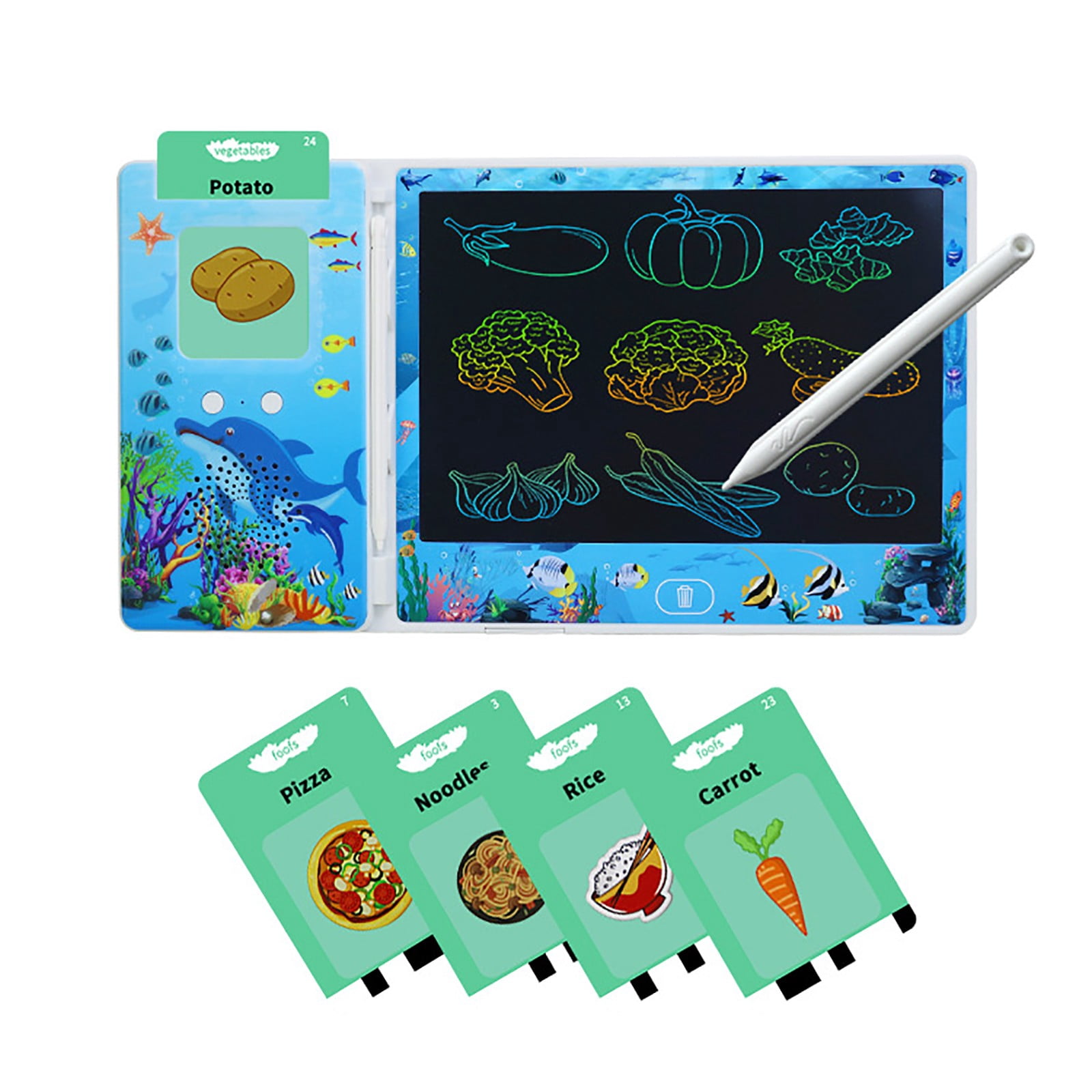 Clearannce！ 2 In 1 Kids Talking Flash Cards with LCD Writing Tablet ...