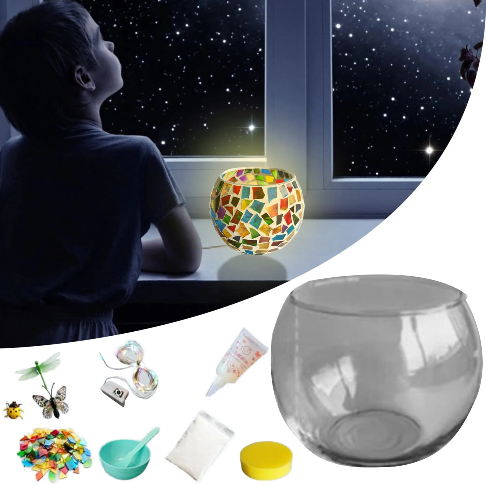 Clearannce！ Make Your Own Night Light DIY Stained Glass Set Crafts Kit ...