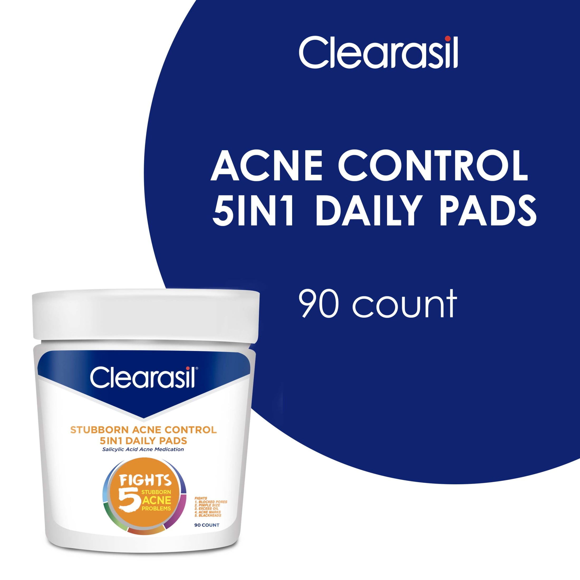 Clearasil Salicylic Acid Stubborn Acne Control Pads, 90 count - Walmart.com