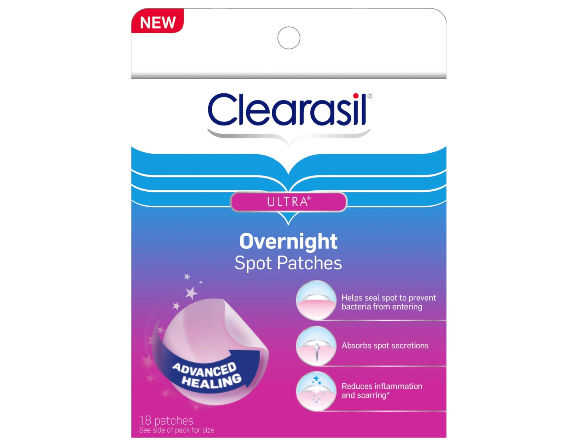 Clearasil Stubborn Acne Control Spot Treatment, 5in1 Pimple Patch, 18 ...