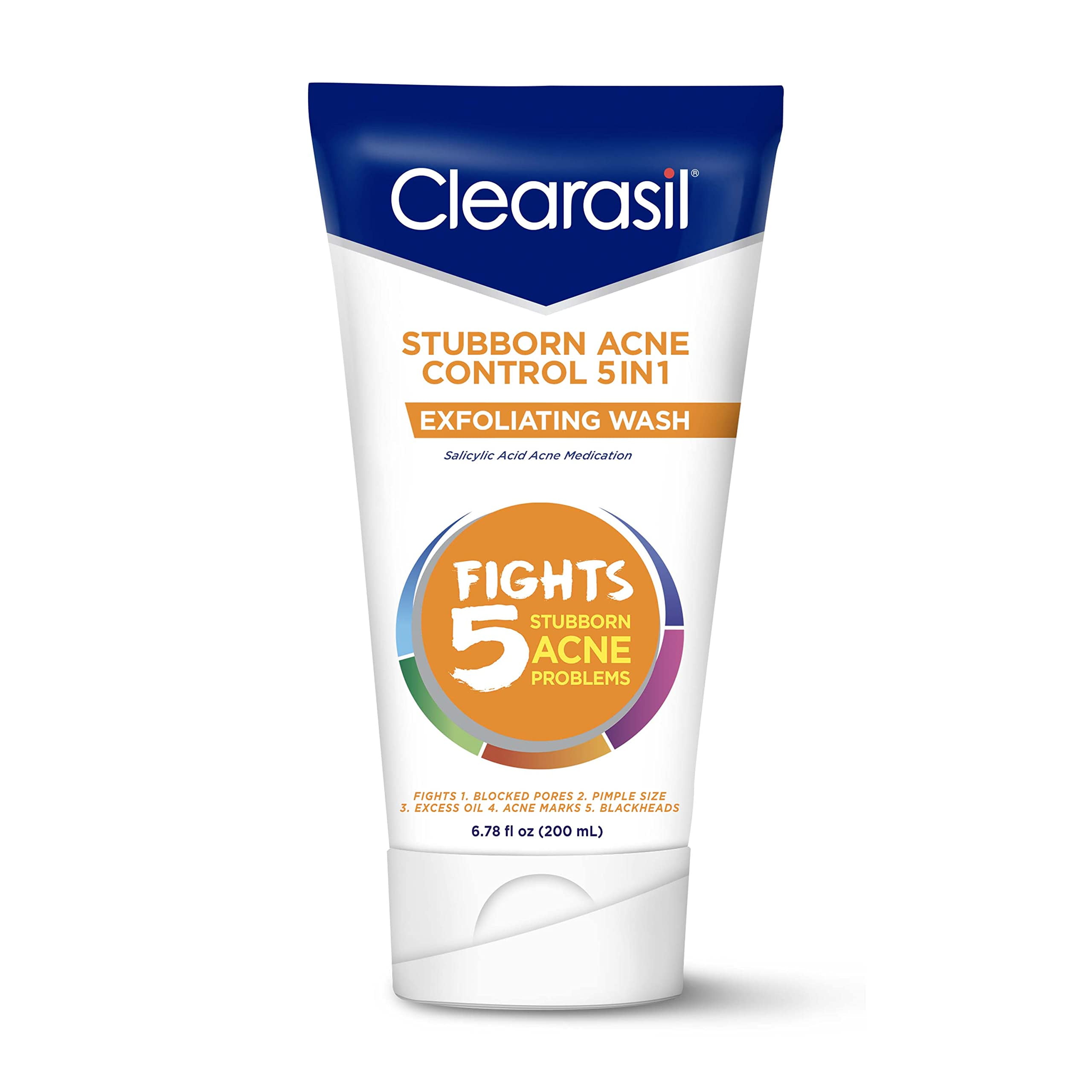 Clearasil Stubborn Acne Control SSF20 5in1 Exfoliating Wash, Maximum Strenght with 2% Salicylic ...