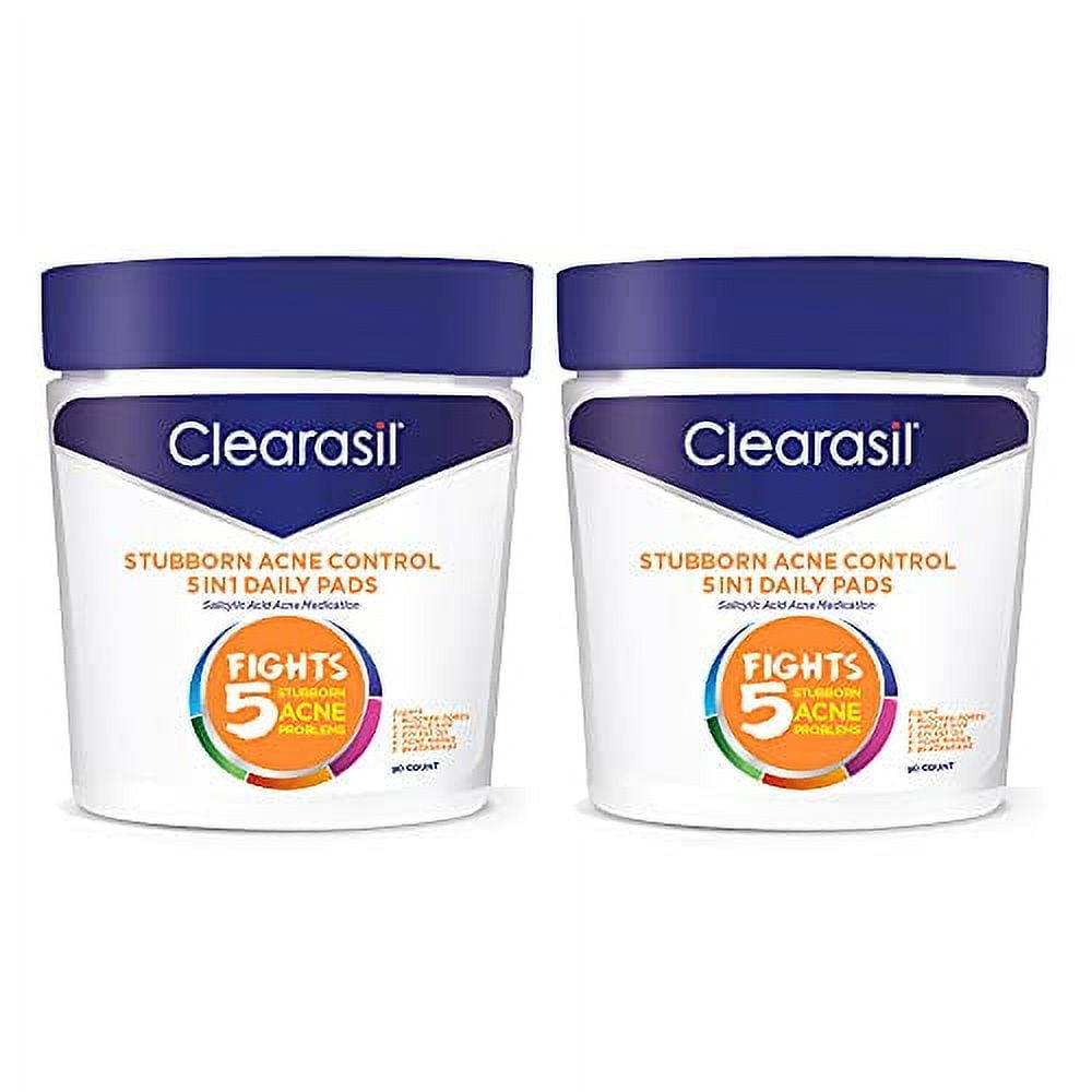 Clearasil Ultra 5 in 1 Acne Face Wash Pads, 90 Count (Pack of 2 ...