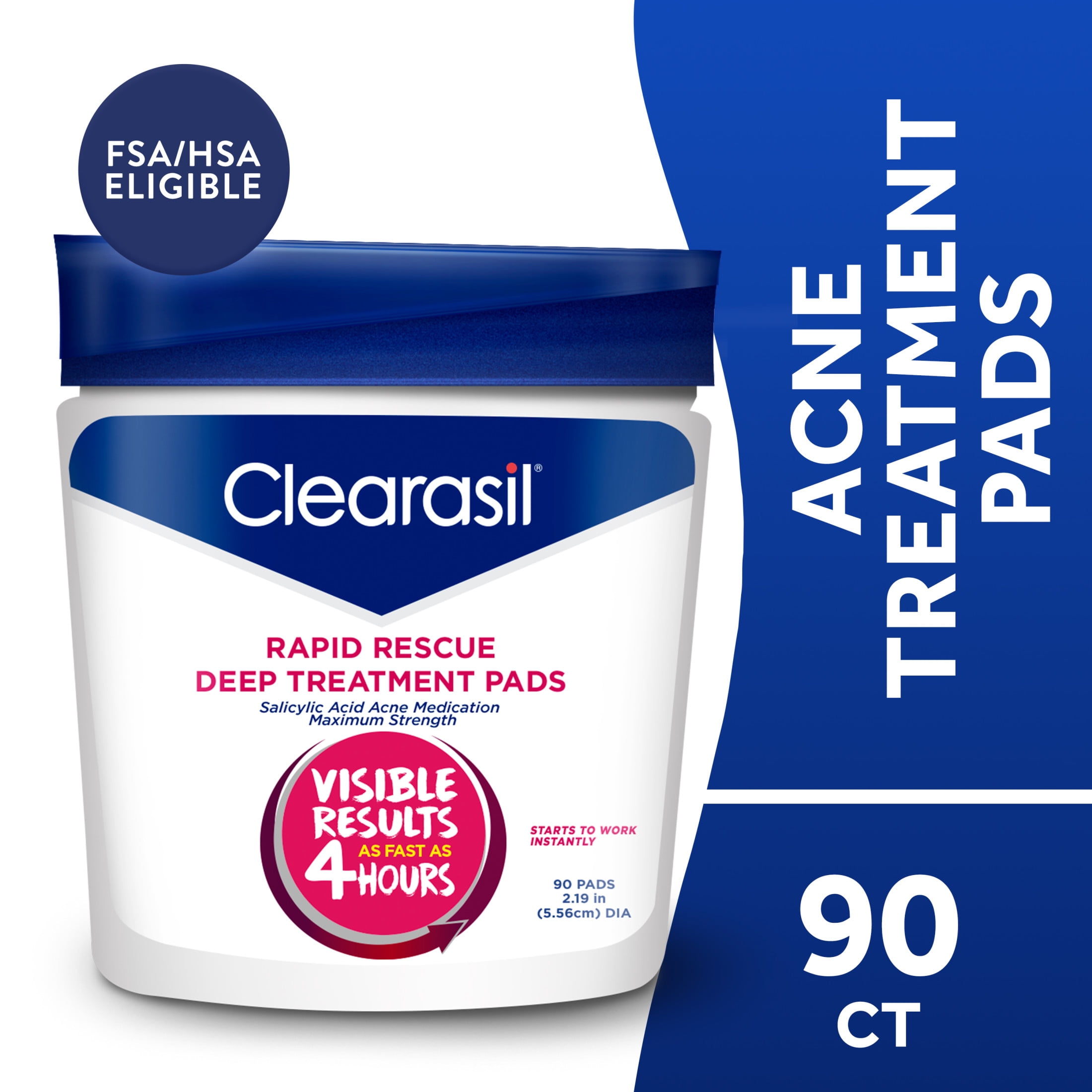 Clearasil Maximum Strength Quick Action Facial Acne Wipes, Deep ...