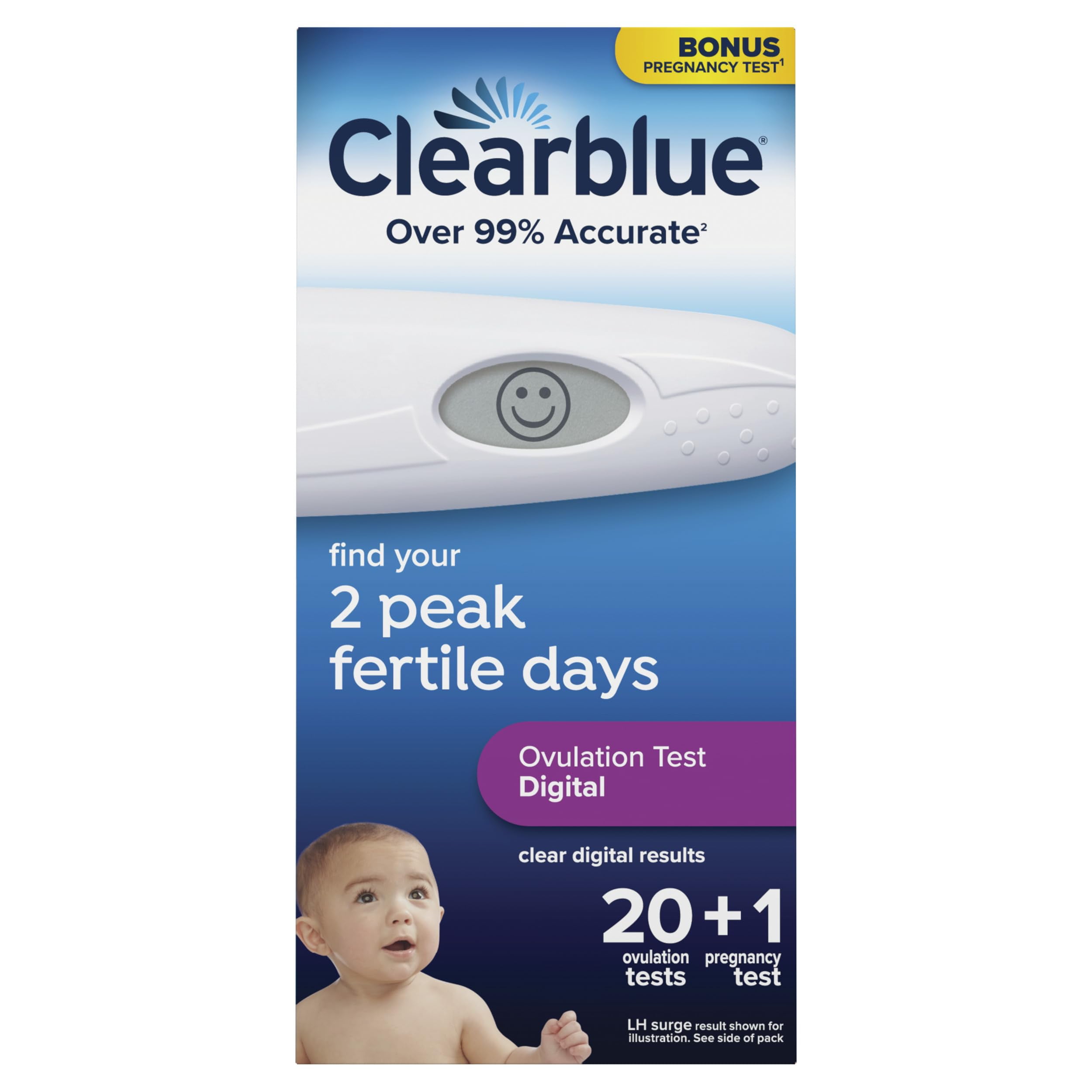 Clearblue Digital Ovulation Test Predictor Kit, Plus Bonus Rapid ...