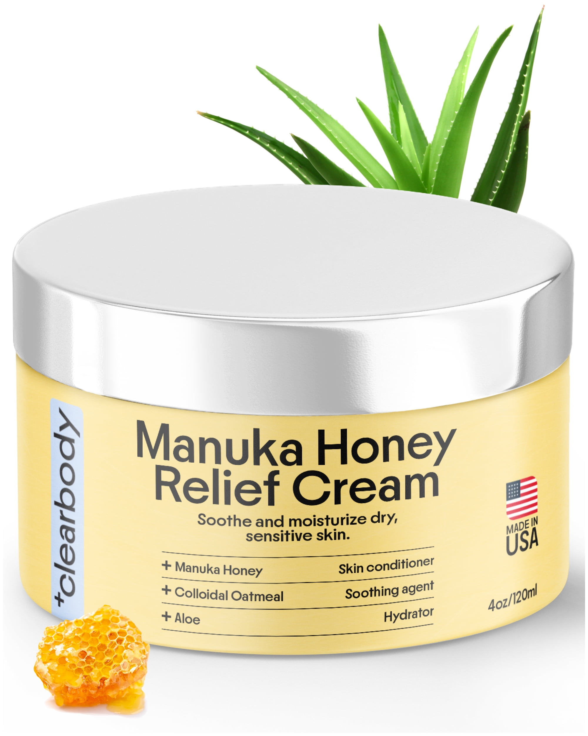 Clearbody Organics 4 oz. Manuka Honey Cream with Colloidal Oatmeal ...