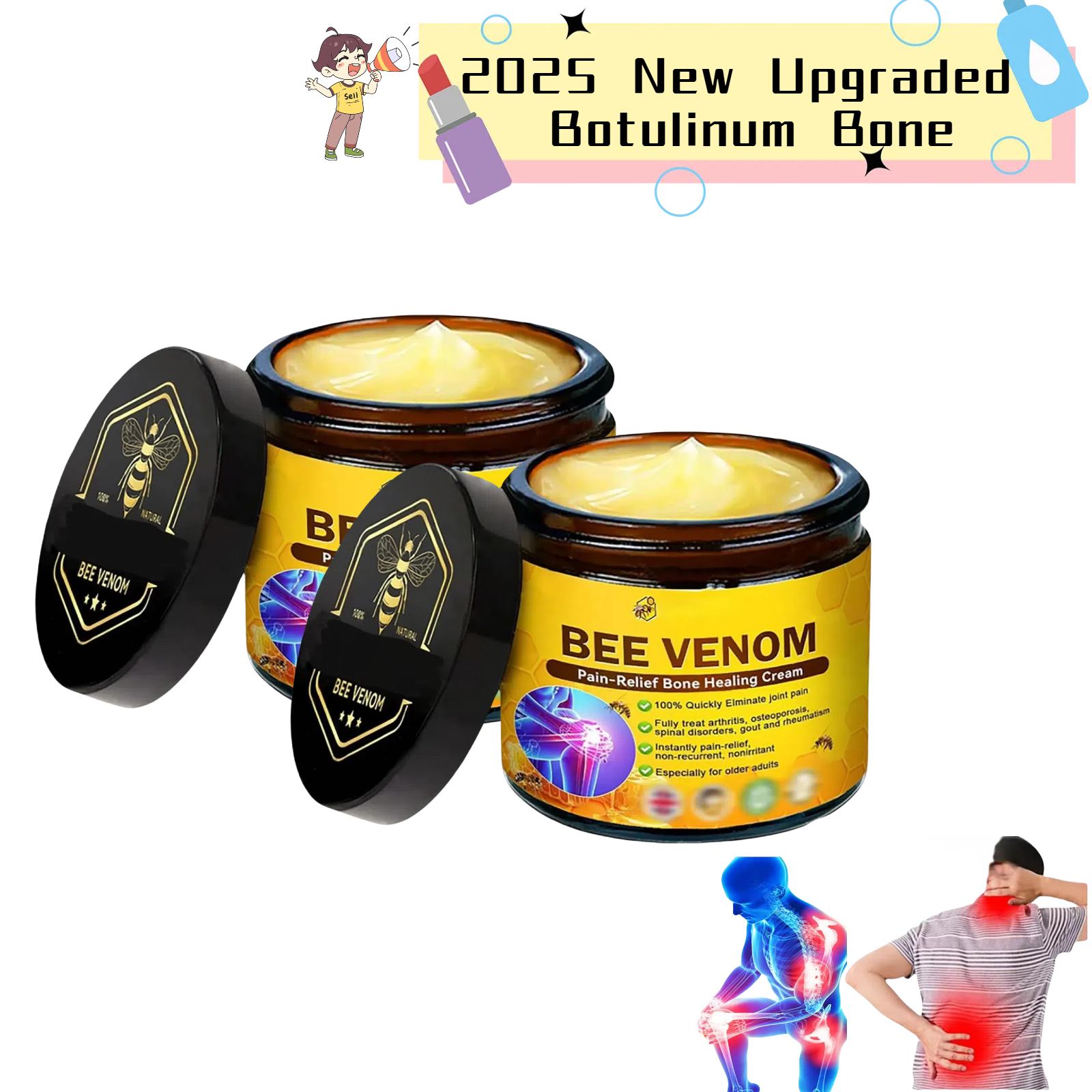Clearence 2PC-Botulinum Bone & Bée_Vénóm Pain_Relief Bone Healing_Cream ...