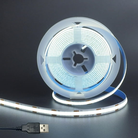 Clearhill 5V 8mm Width USB COB LED Strip Lights,Cool White 6500K ...