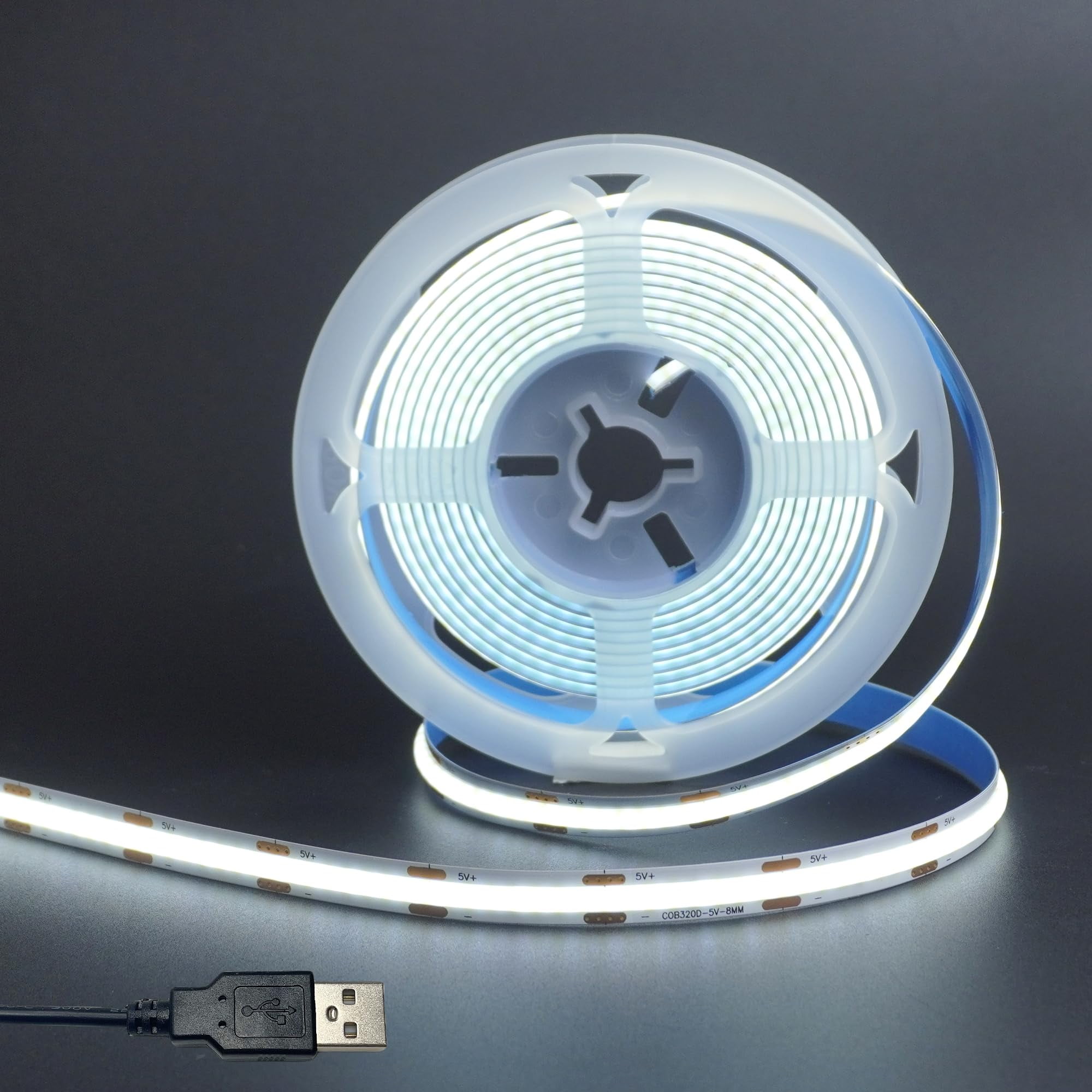 Clearhill 5V 8mm Width USB COB LED Strip Lights,Cool White 6500K ...