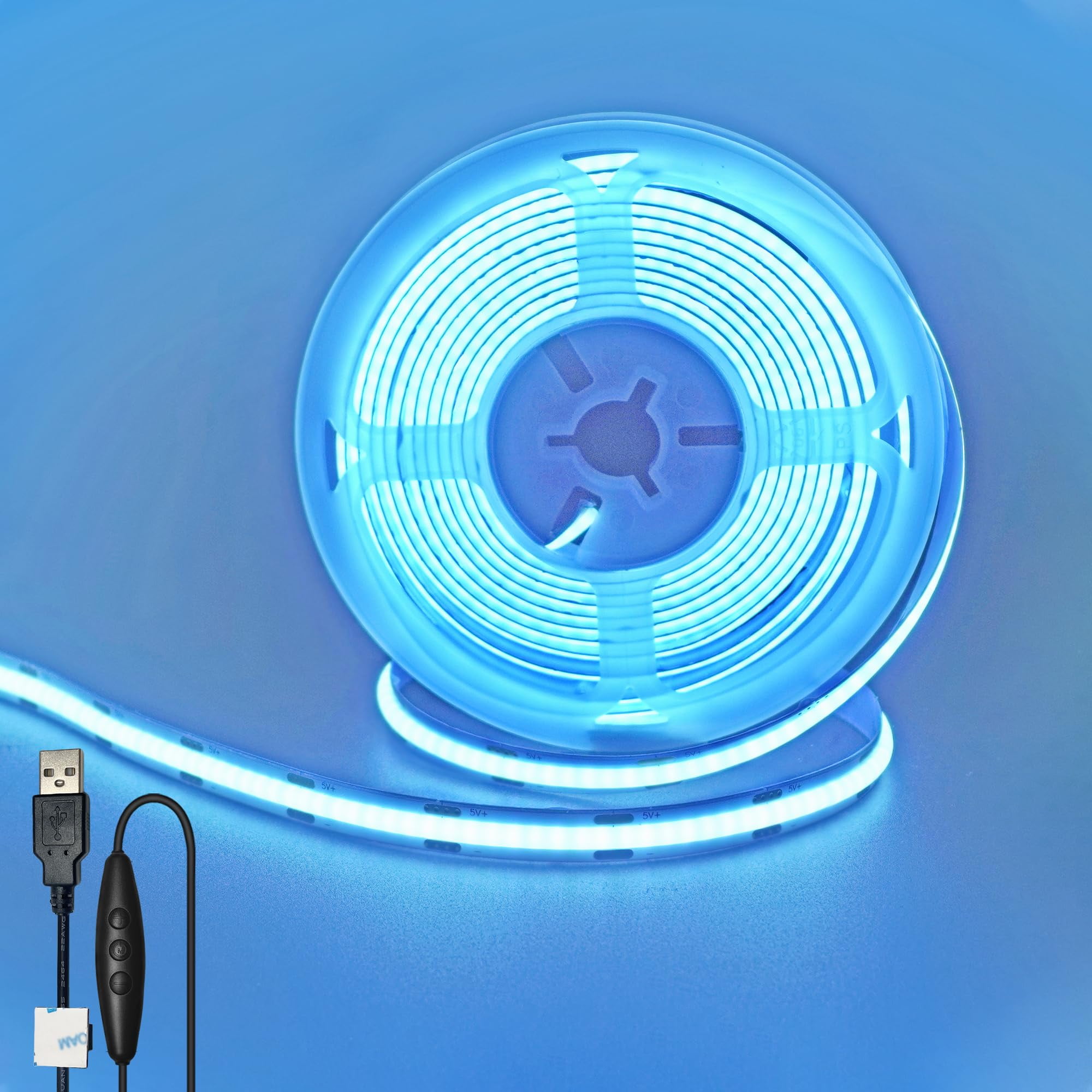 Clearhill 5V 8mm Width USB COB LED Strip Lights with Dimmable Switch ...