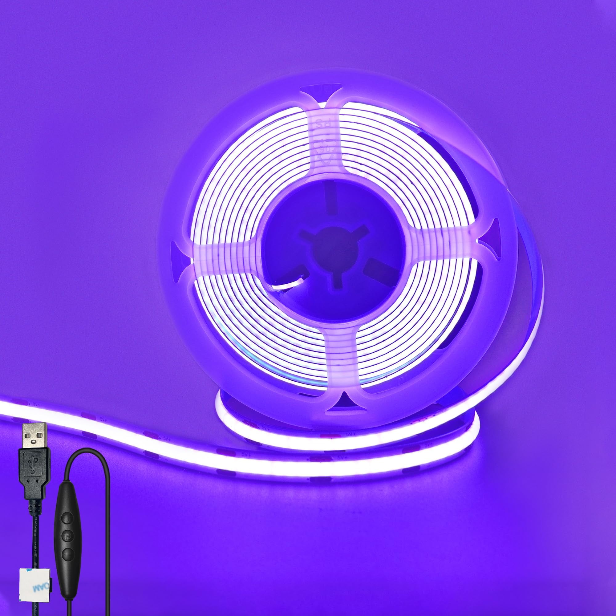 Clearhill 5V 8mm Width USB COB LED Strip Lights with Dimmable Switch ...
