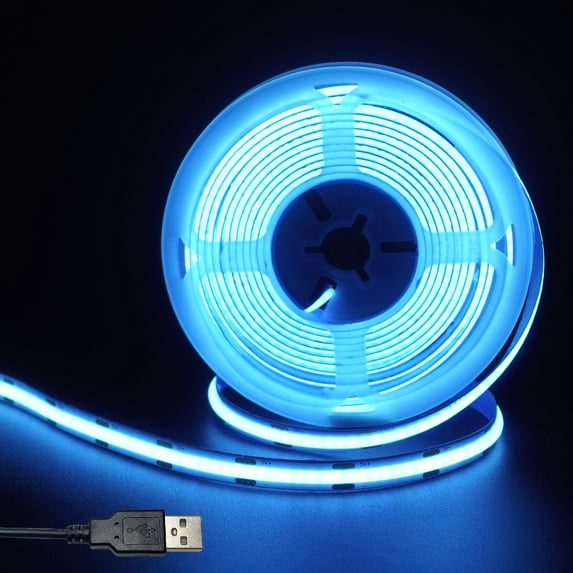 Clearhill 5V 8mm Width USB COB LED Strip Lights,Ice Blue,320LEDs/M,8W/M ...