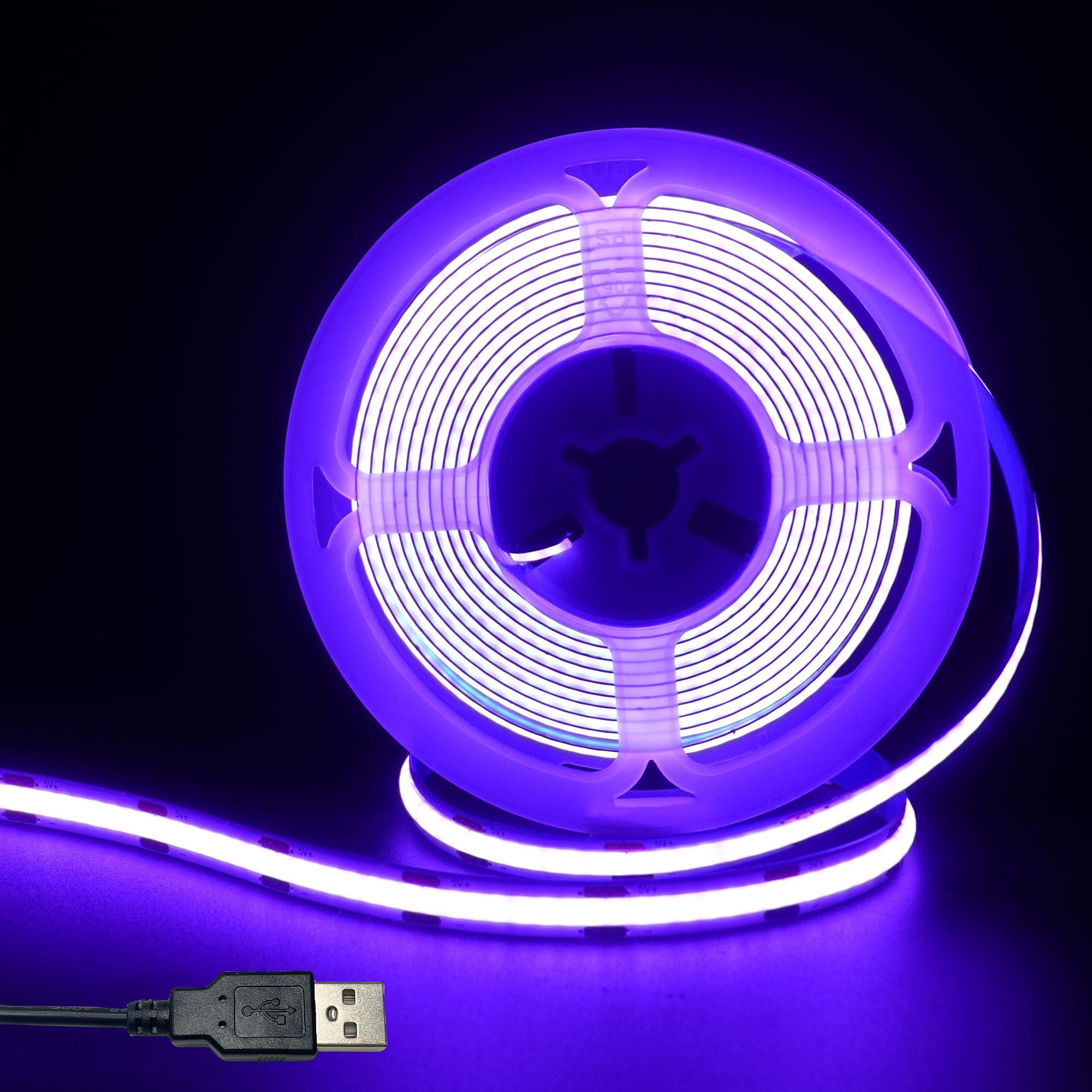 Clearhill 5V 8mm Width USB COB LED Strip Lights,Purple,320LEDs/M,8W/M ...