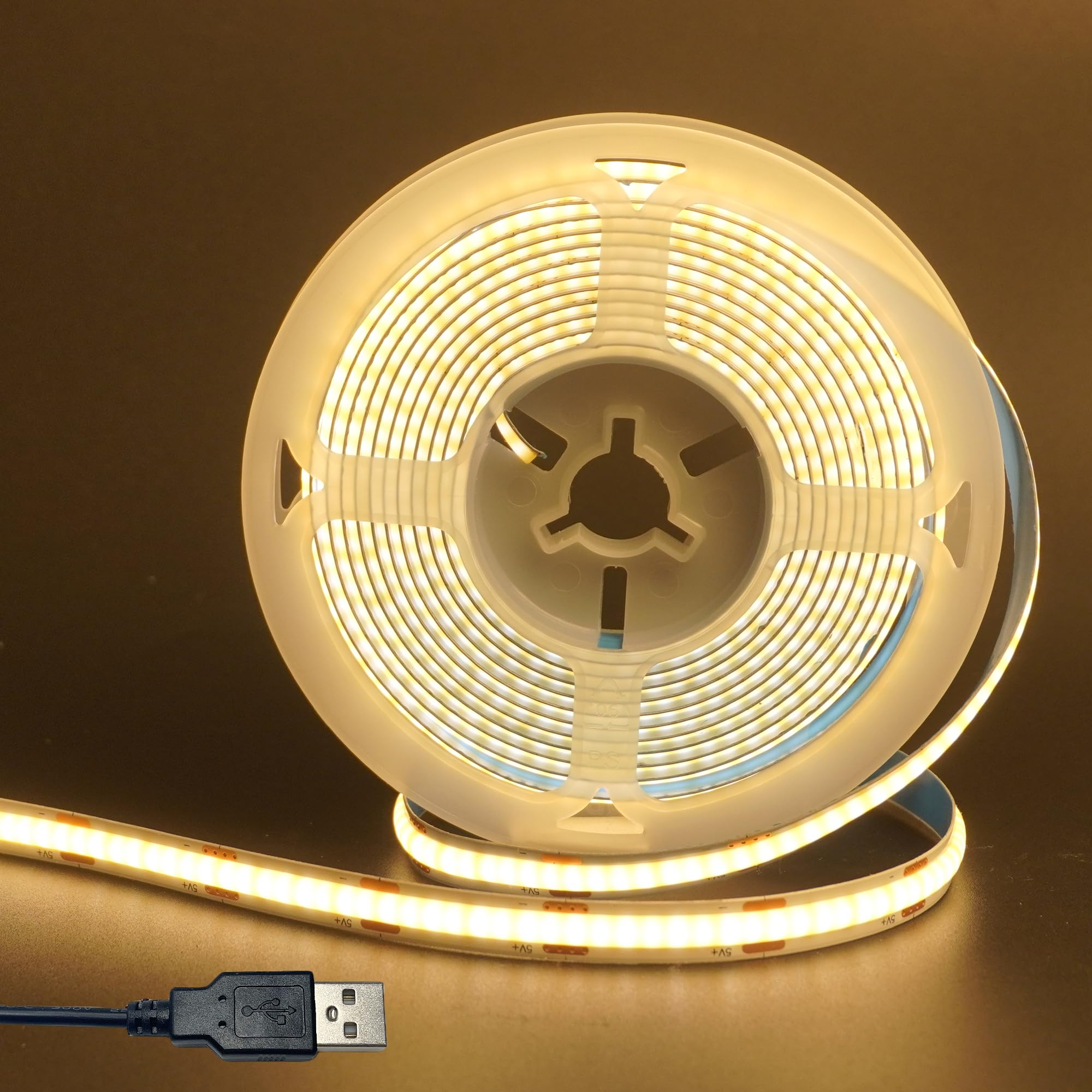 Clearhill 5V 8mm Width USB COB LED Strip Lights,Warm White 3000K ...