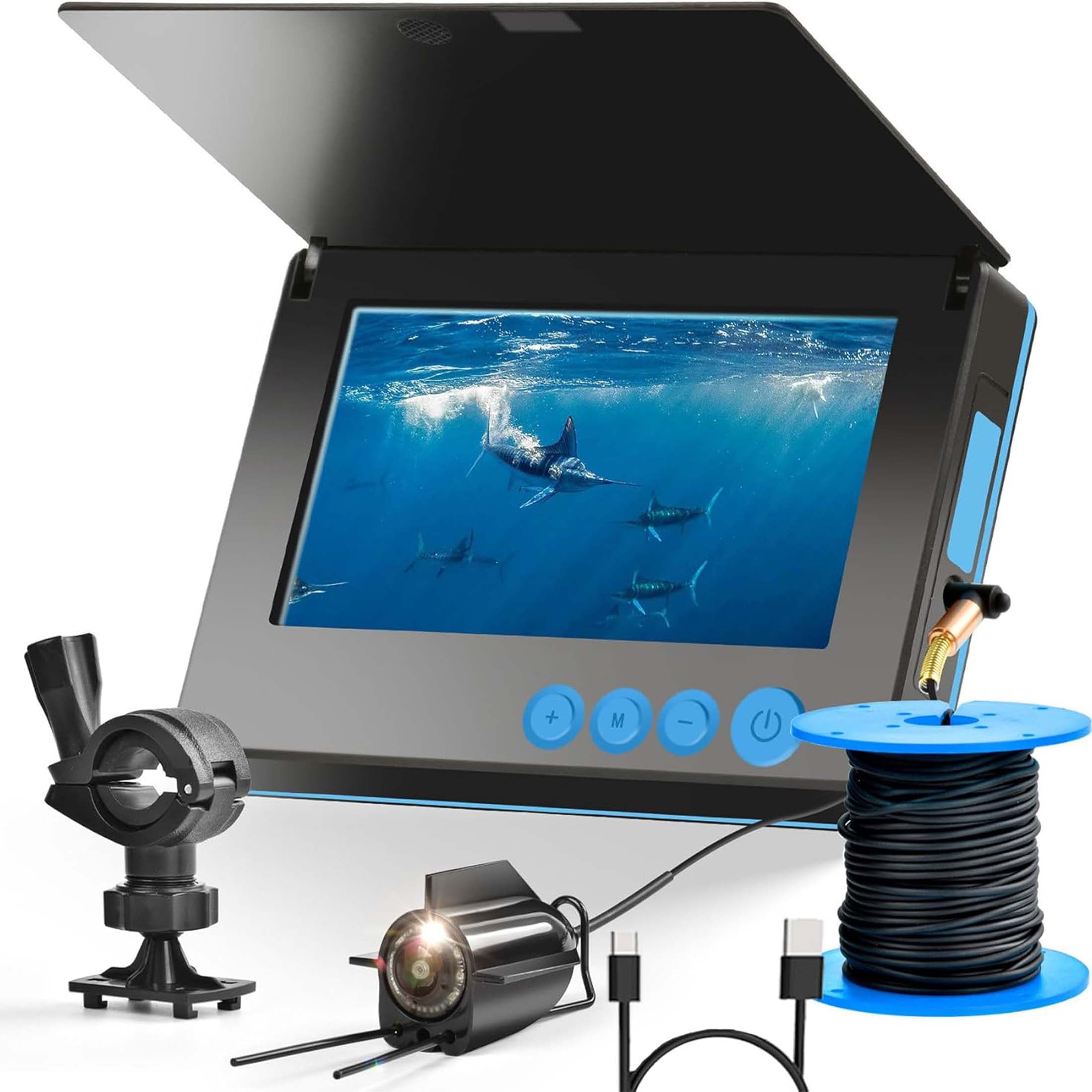 Clearhook Underwater Fishing Camera,5″ Portable Underwater Fishing Camera – 220° Wide-Angle IR ...