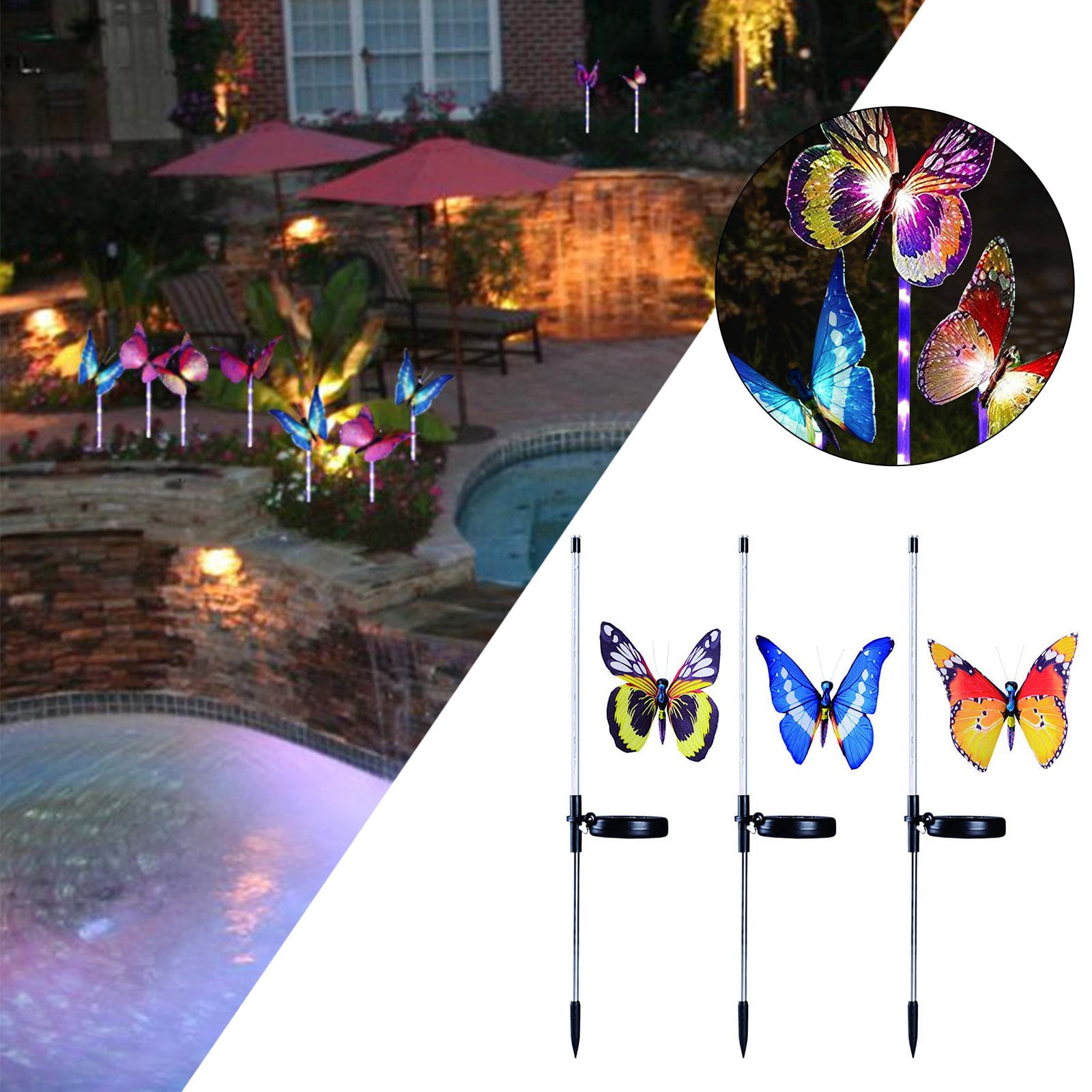 Clearing!Aijlhda Garden Lamps Solar LED Fiber Butterfly Ground Plug ...
