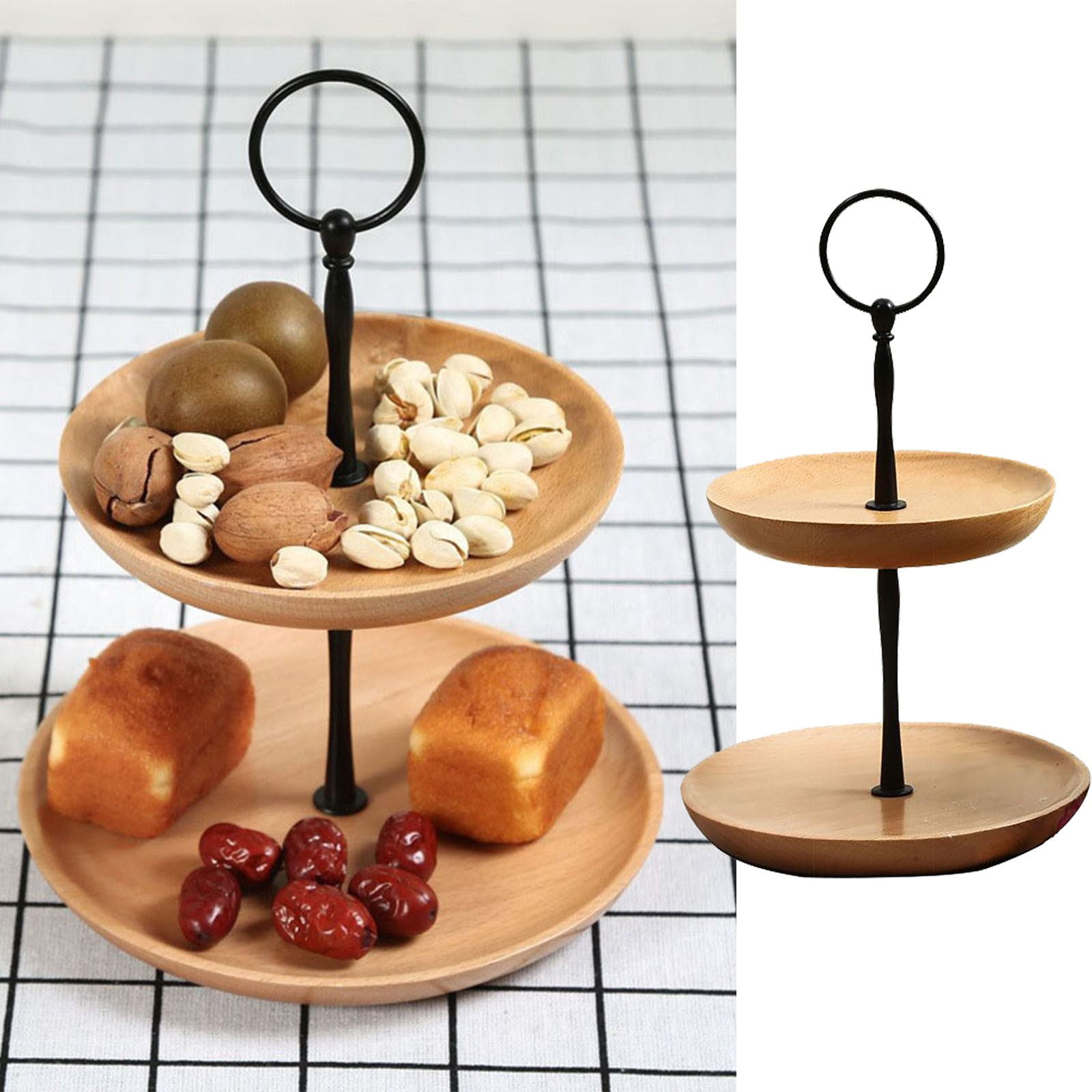 Clearing! HiCafh Dried Fruit Tray European Second Floor Wooden Tray ...