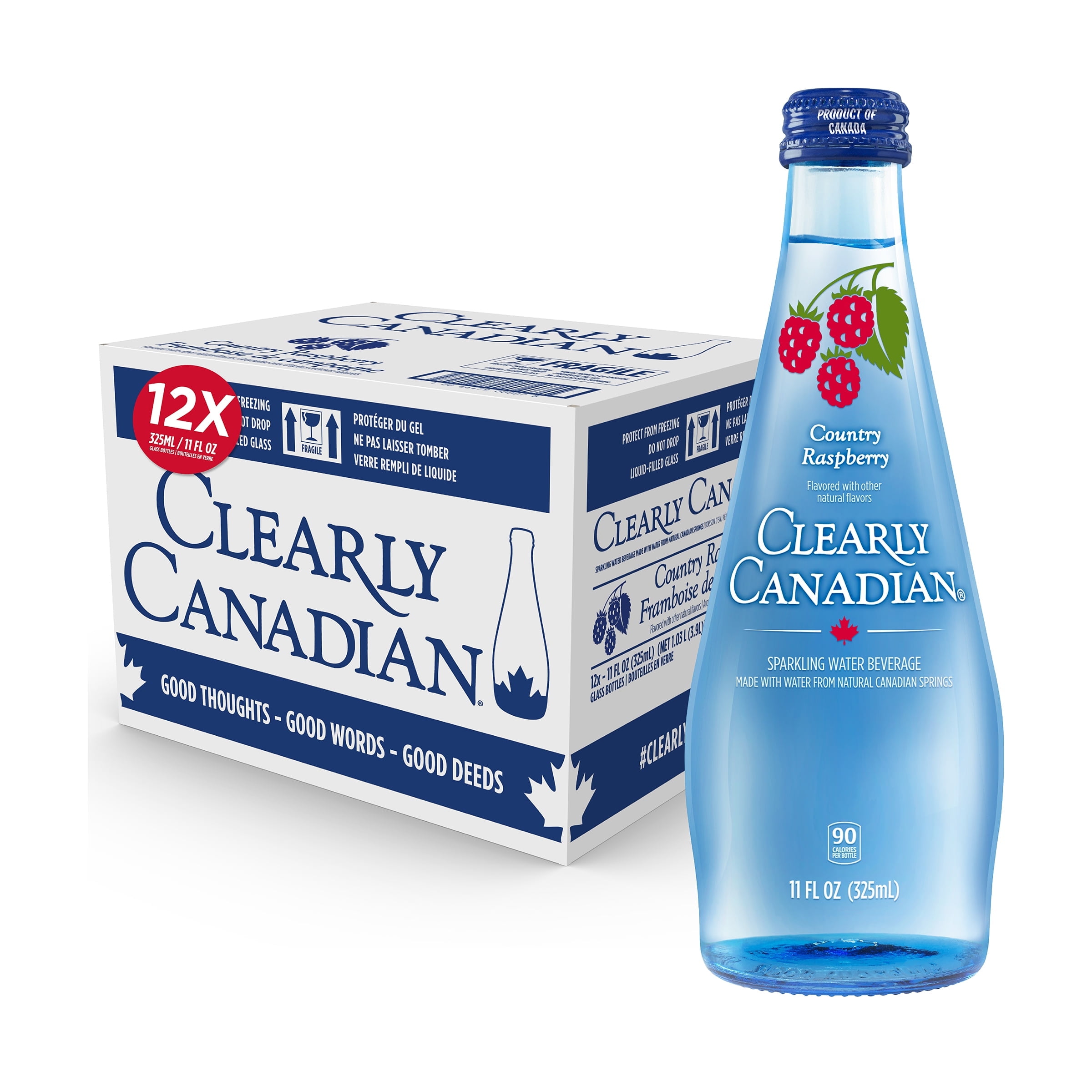Clearly Canadian Country Raspberry Sparkling Water, 11 fl oz Bottles ...
