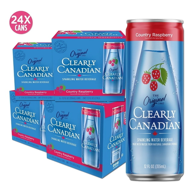 Clearly Canadian Non-Alcoholic Carbonated Raspberry Seltzer Water, 24-Pack, 12oz Cans - Walmart.com
