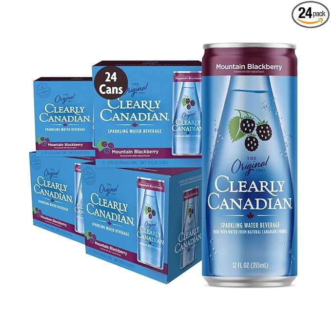 Clearly Canadian Mountain Blackberry Sparkling water, 24-Pack, 12 oz Cans - Walmart.com