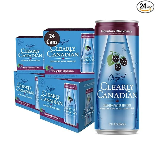 Clearly Canadian Mountain Blackberry Sparkling water, 24-Pack, 12 oz Cans - Walmart.com