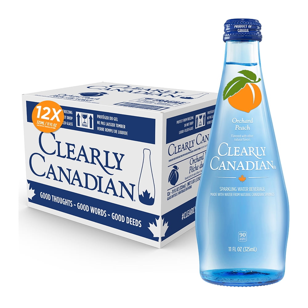 Clearly Canadian Orchard Peach Sparkling Water, 11 fl oz, Pack of 12 - Walmart.com