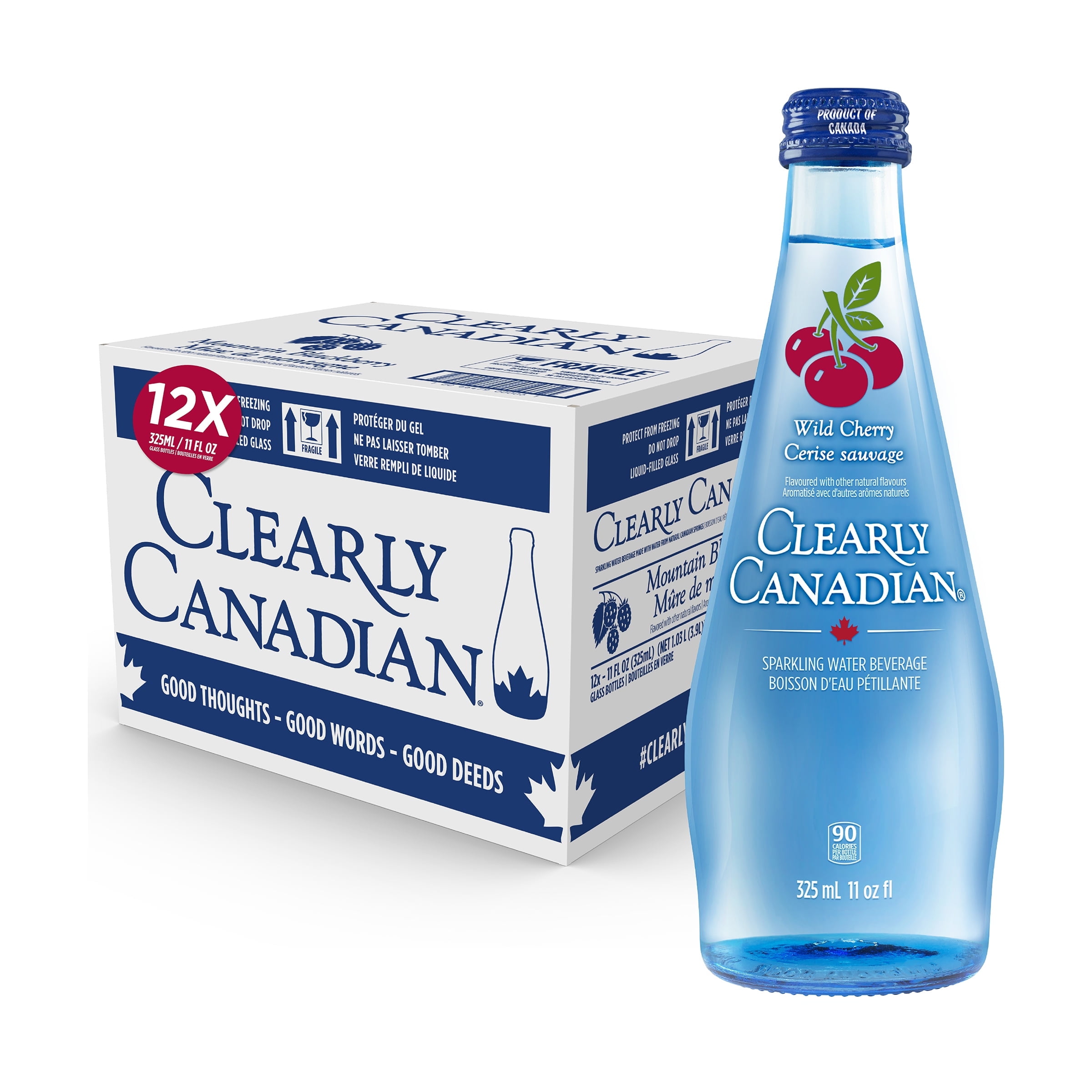 Clearly Canadian Wild Cherry Sparkling Water, 12 Pack, 11 fl oz Bottles - Walmart.com