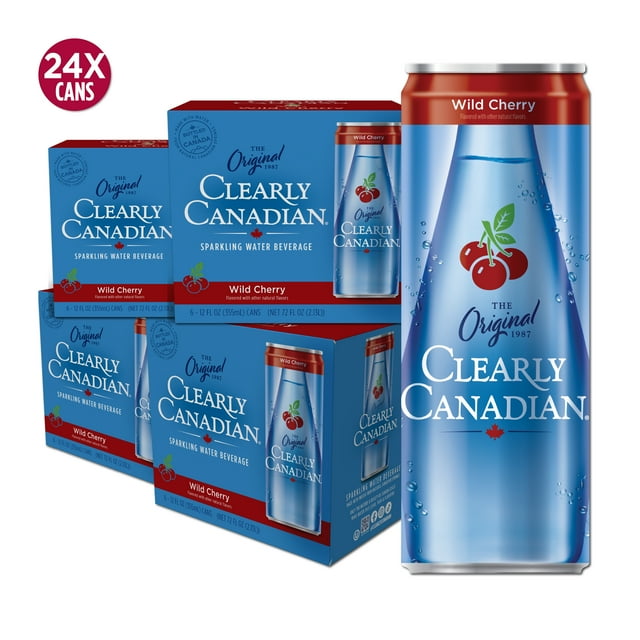 Clearly Canadian Wild Cherry Sparkling Water, 24-Pack 12 oz Cans ...
