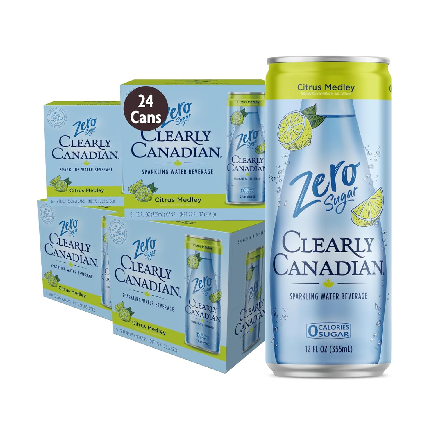 Clearly Canadian Zero Sugar Citrus Medley Sparkling Water Beverage, Zero Sugar & Zero Calories ...