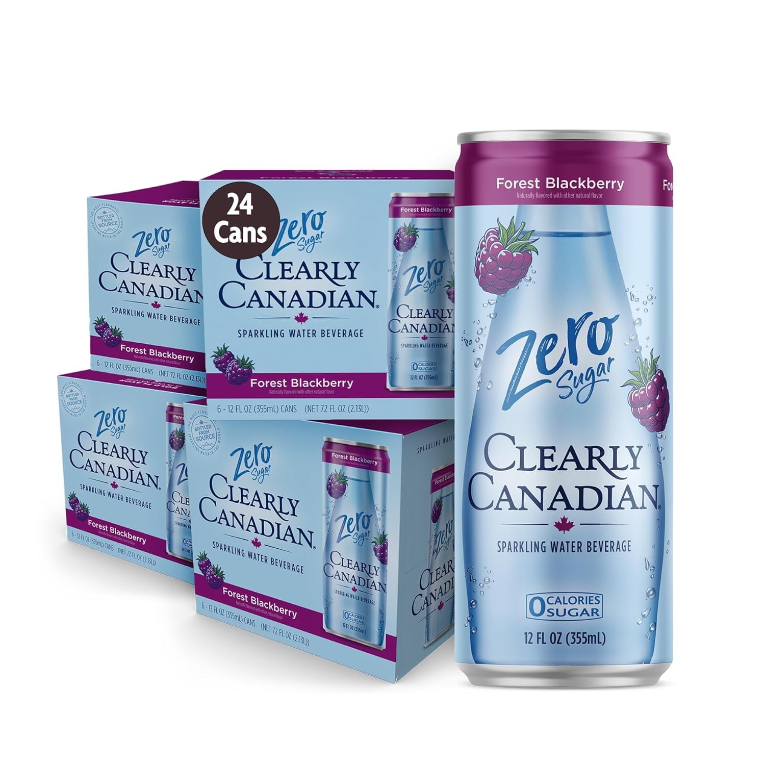 Clearly Canadian Zero Sugar Forest Blackberry Sparkling Water Beverage, Zero Sugar & Zero ...